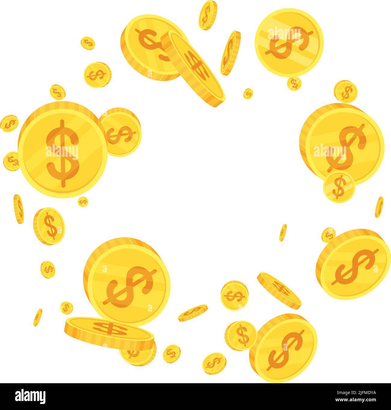 Falling golden coins flat gold coin flying Stock Vector Images - Alamy