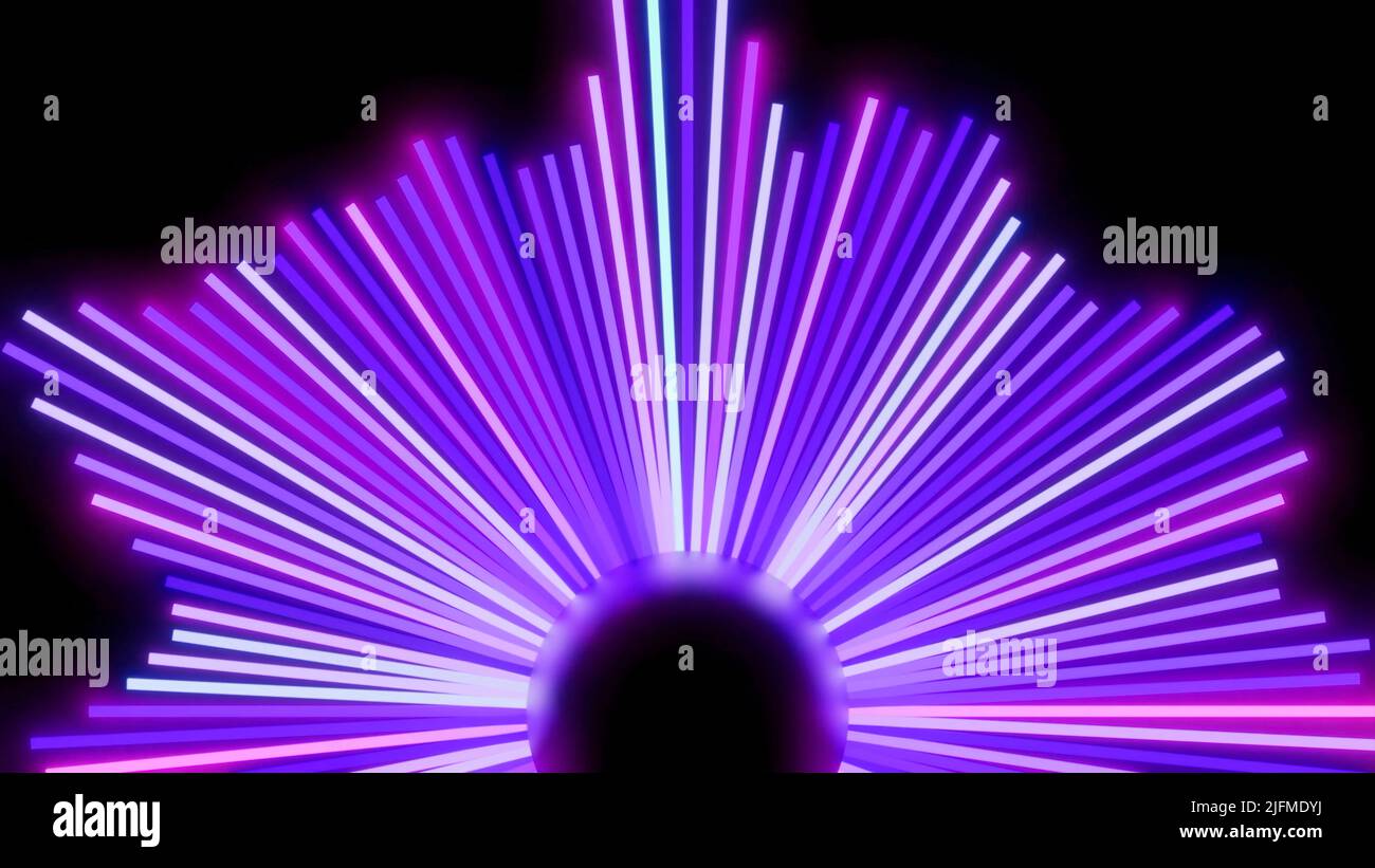 Ball with equalizers on black background. Design. Halo of bright neon ...