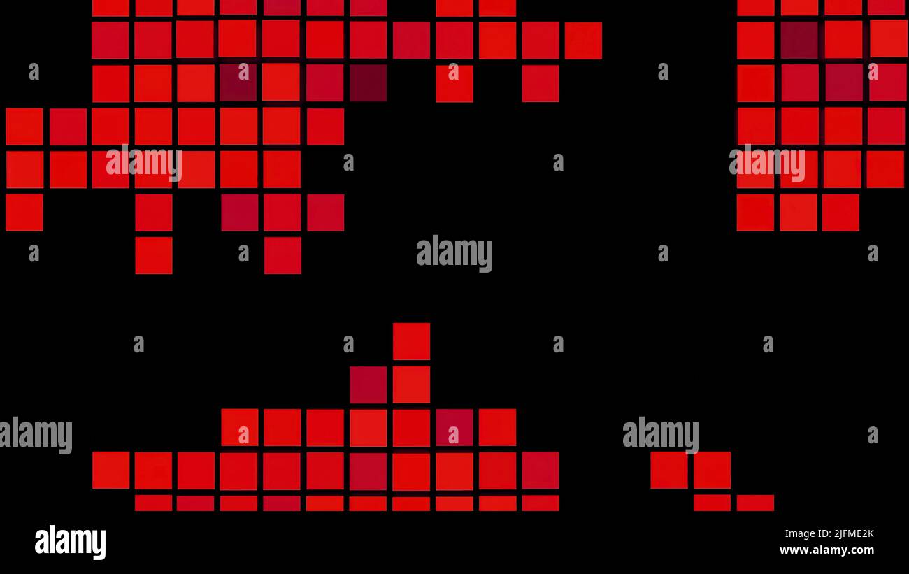 Retro background with moving mosaic squares on black background. Design ...