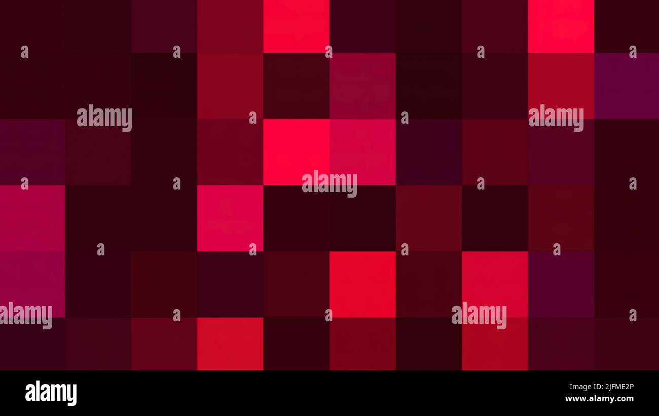 Background of colored pixel squares. Motion. Square background in retro ...