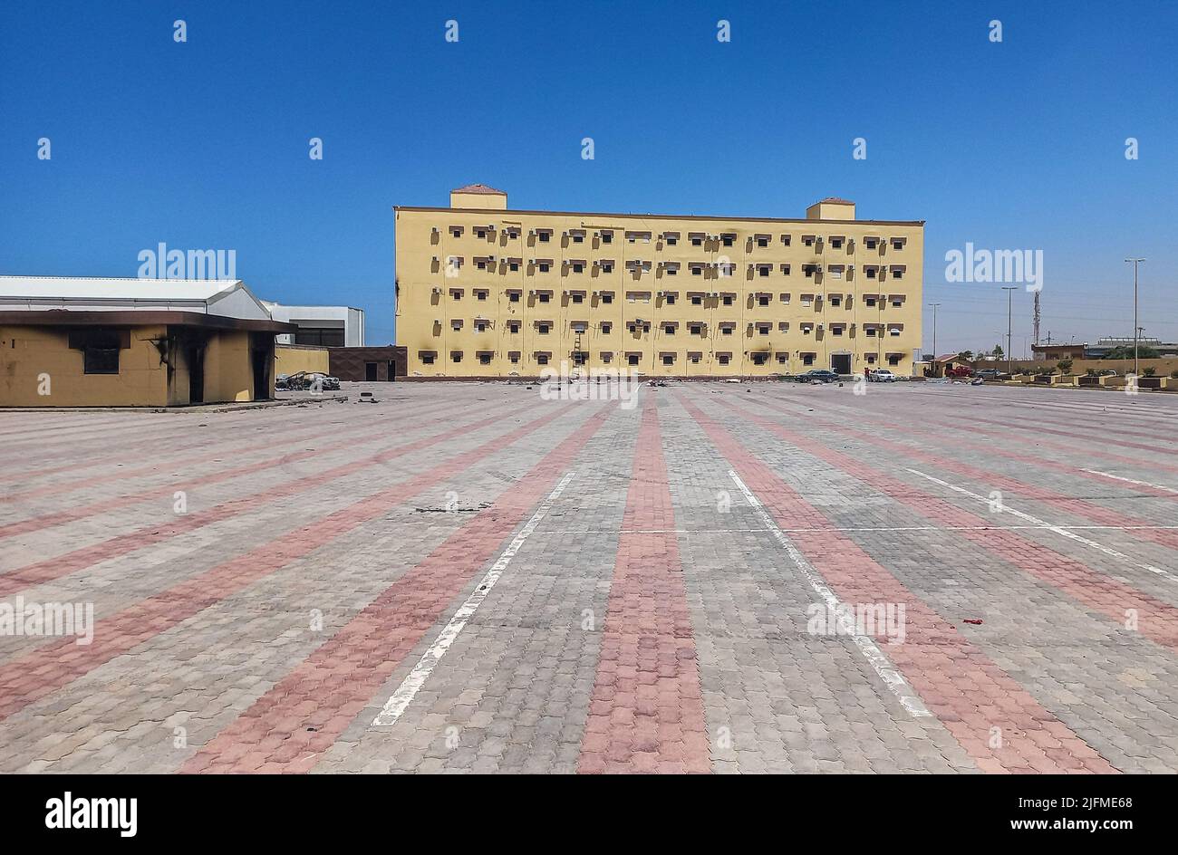 Libya's charred parliament building is seen after the demonstration ...
