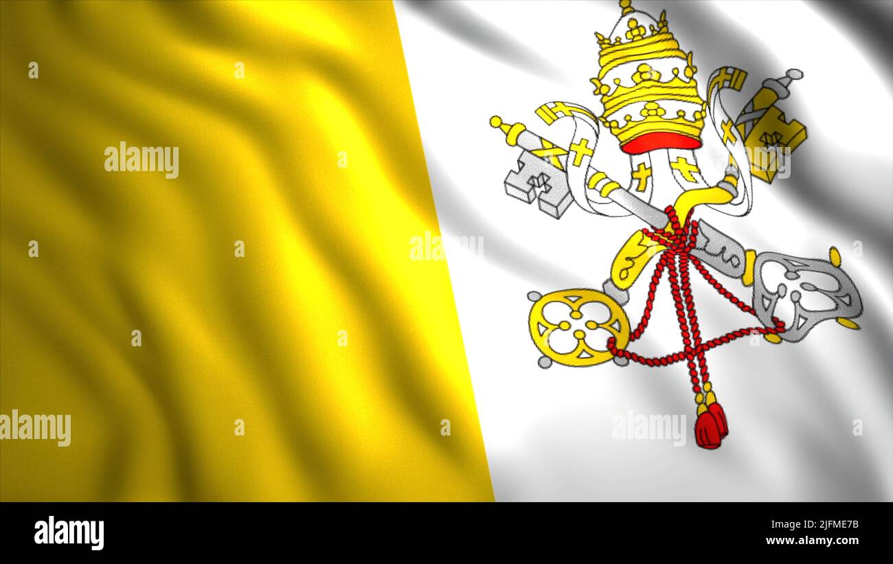 Vatican flag waving in the wind with highly detailed fabric texture ...