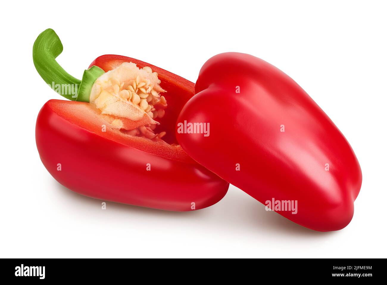 red sweet bell pepper half isolated on white background Stock Photo - Alamy