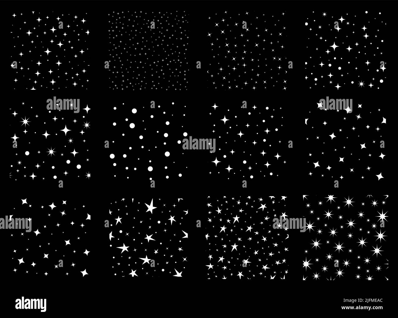 Random stars seamless patterns set. Starry sky vector wallpaper Stock ...