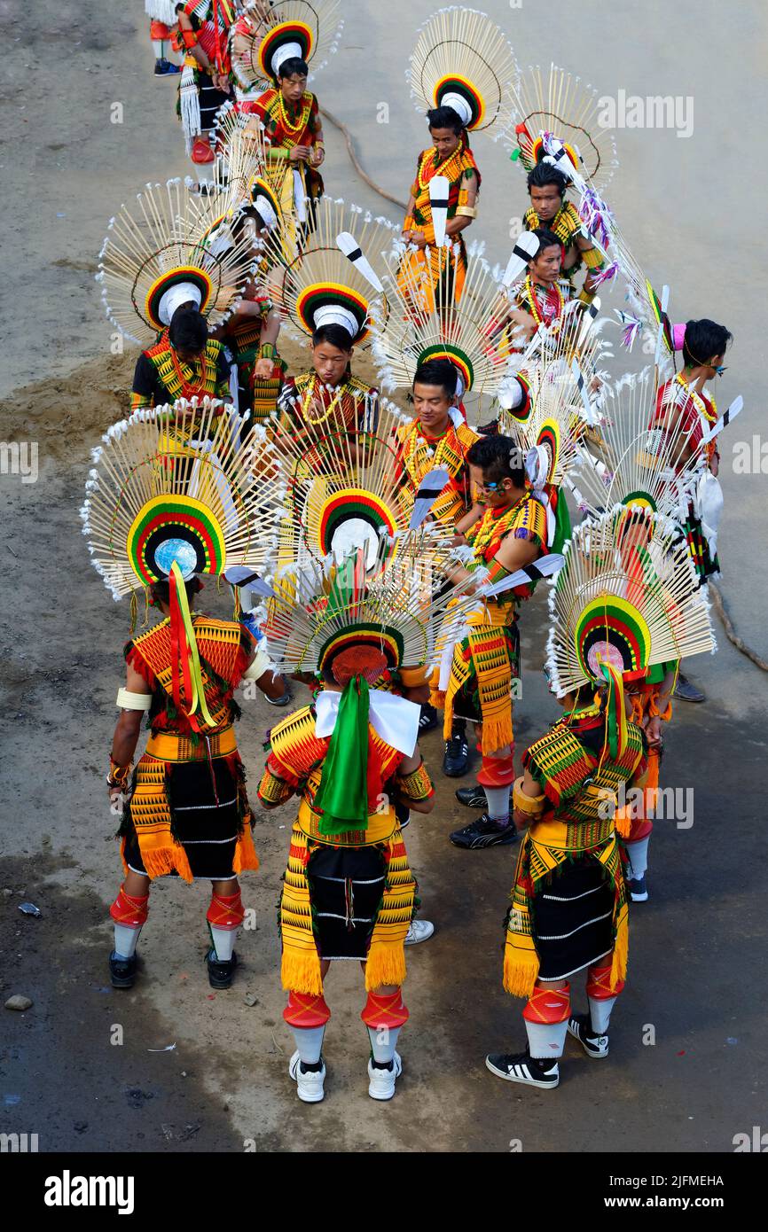 Naga tribesmen participating at the Stone pulling ceremony during ...