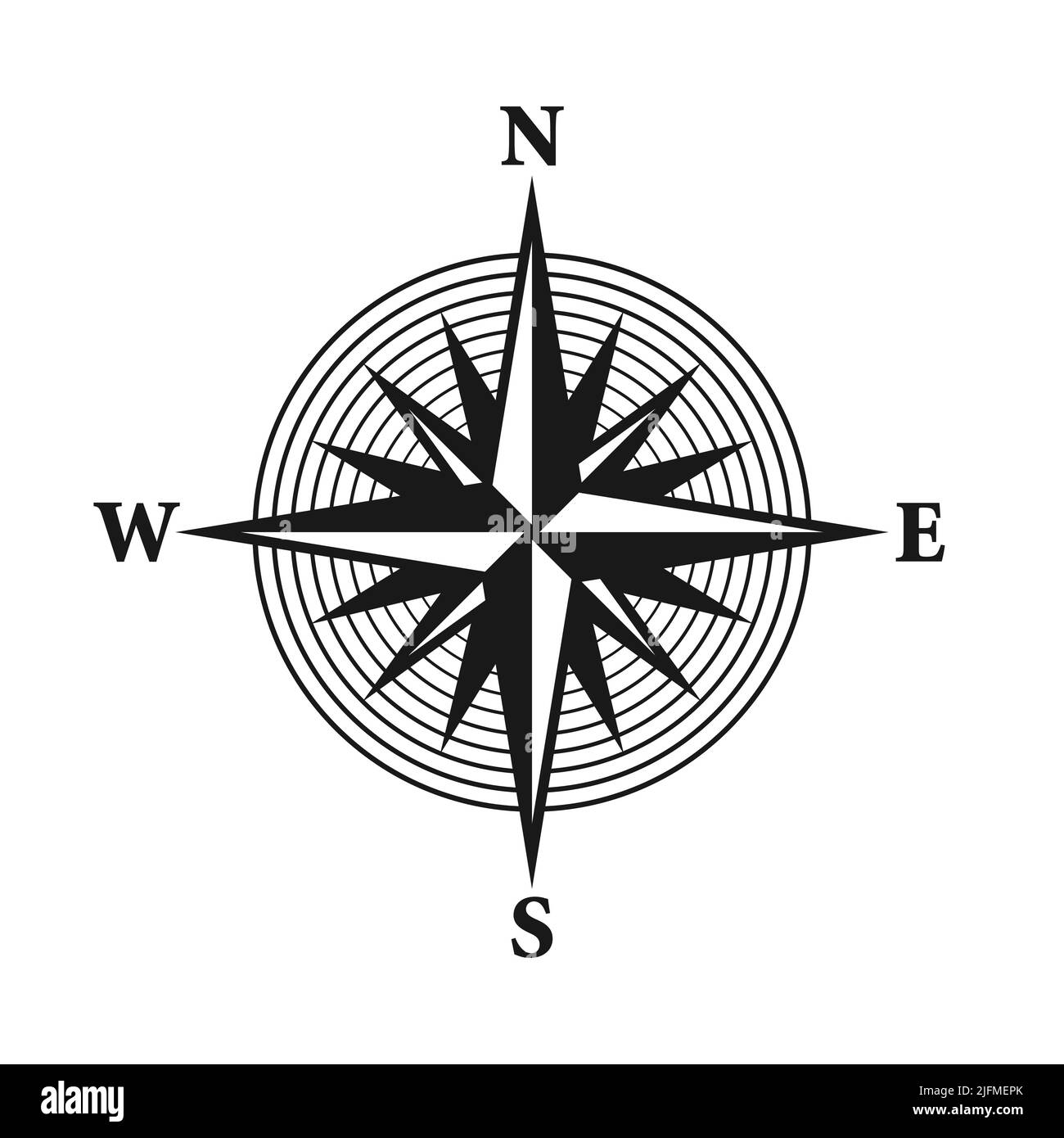 Vintage marine wind rose, nautical chart. Monochrome navigational ...