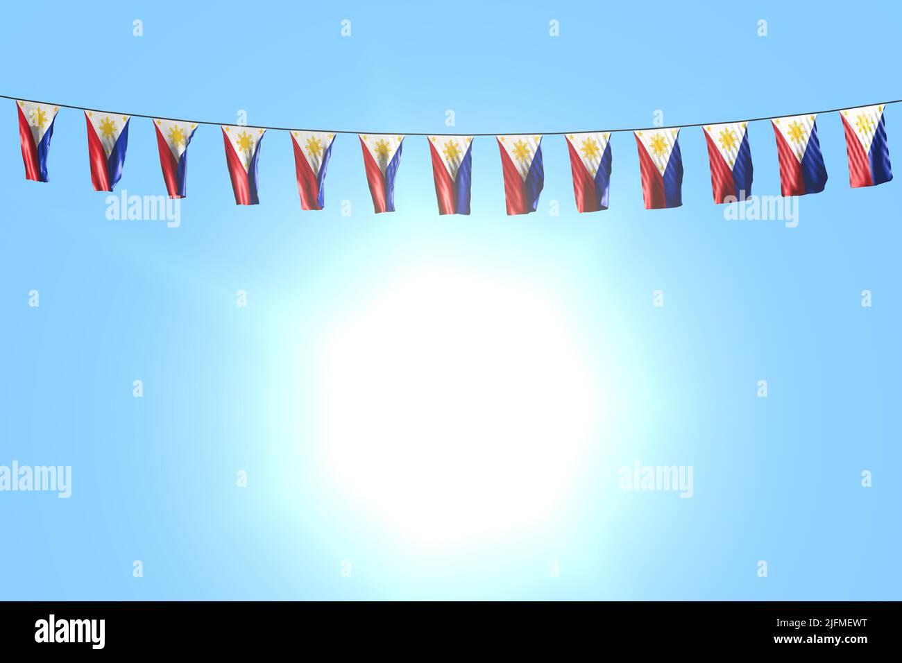 wonderful independence day flag 3d illustration - many Philippines flags or banners hangs on ...