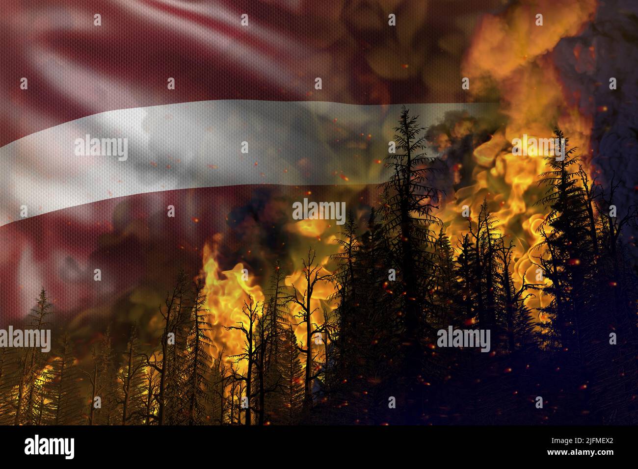 Forest fire fight concept, natural disaster - infernal fire in the ...