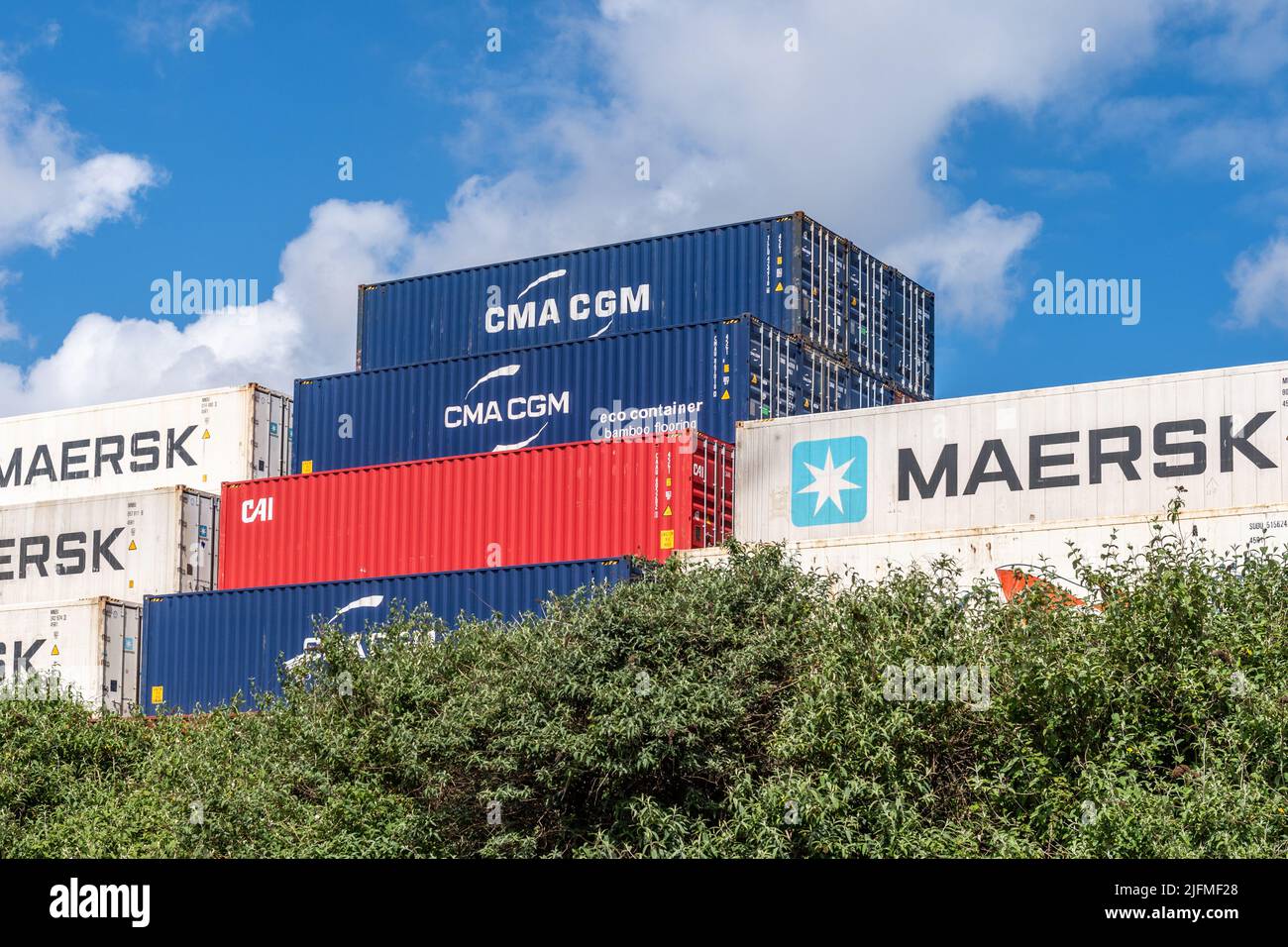 Shipping containers stacked at Dublin Port, Dublin, Ireland Stock Photo ...