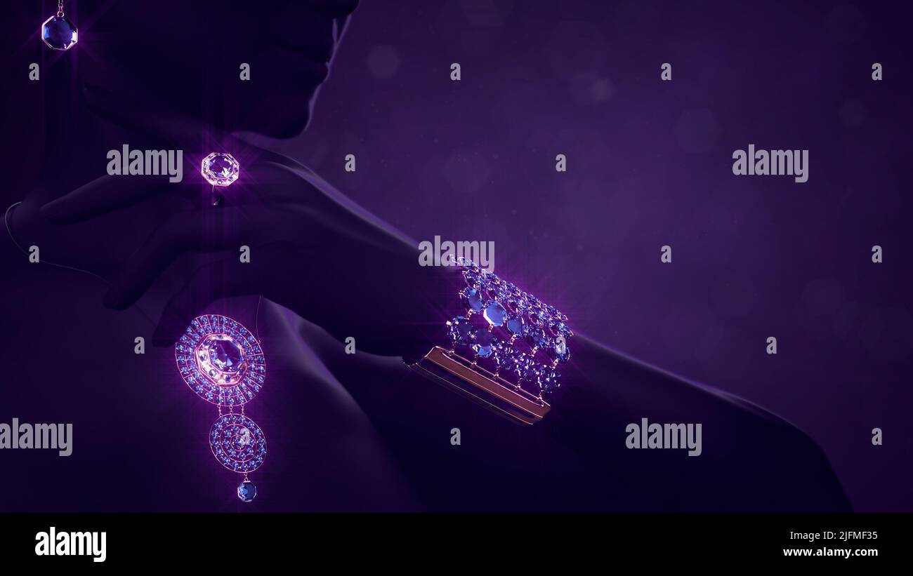 jewellery set - goldish choker ring bracelet and shackle with purple ...