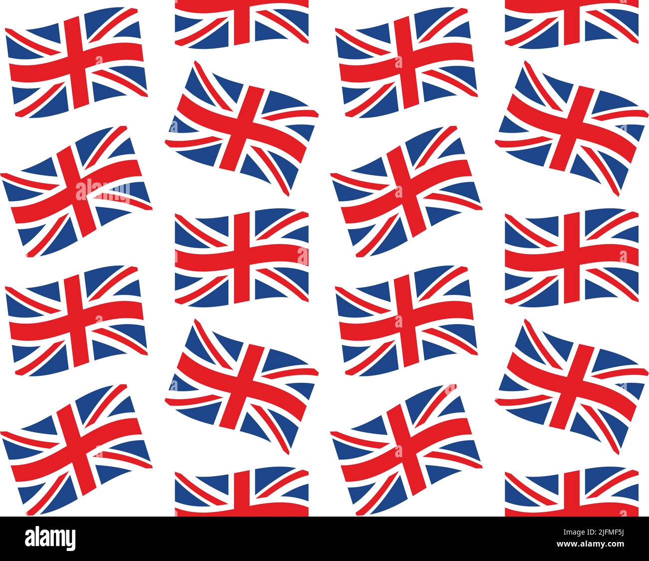 Vector seamless pattern of flat waving Great Britain flag isolated on ...