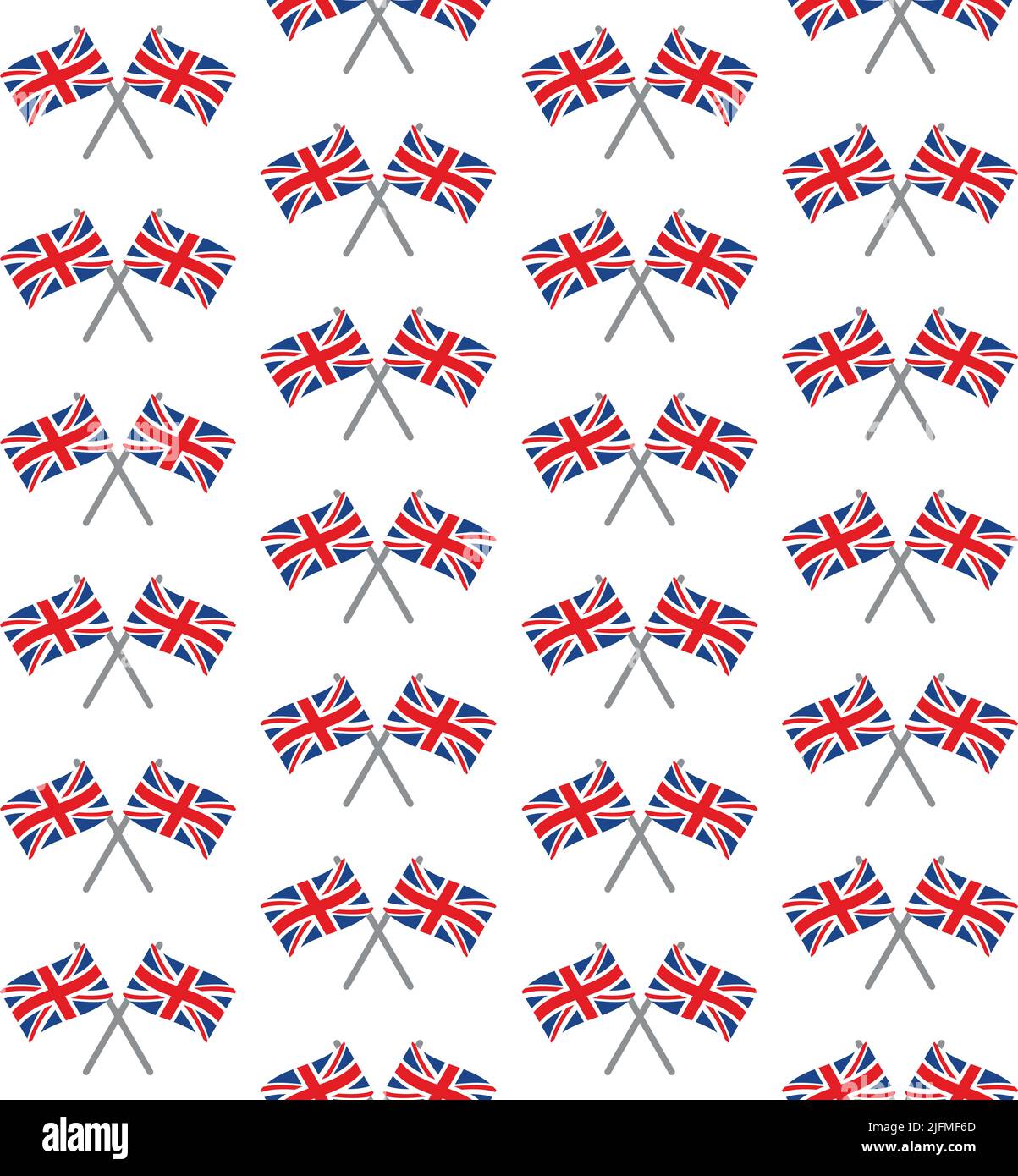 Vector seamless pattern of flat crossed Great Britain flags isolated on ...
