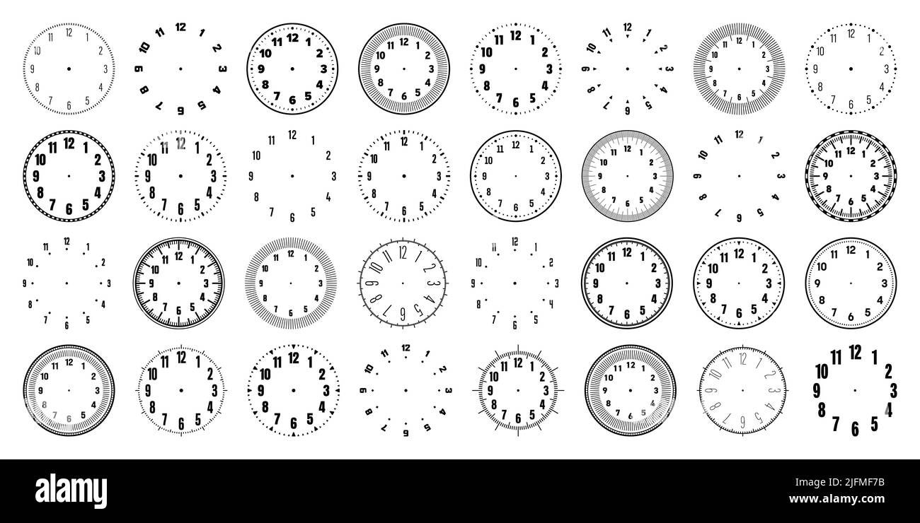 Mechanical clock faces with arabic numerals, bezel. Watch dial with ...