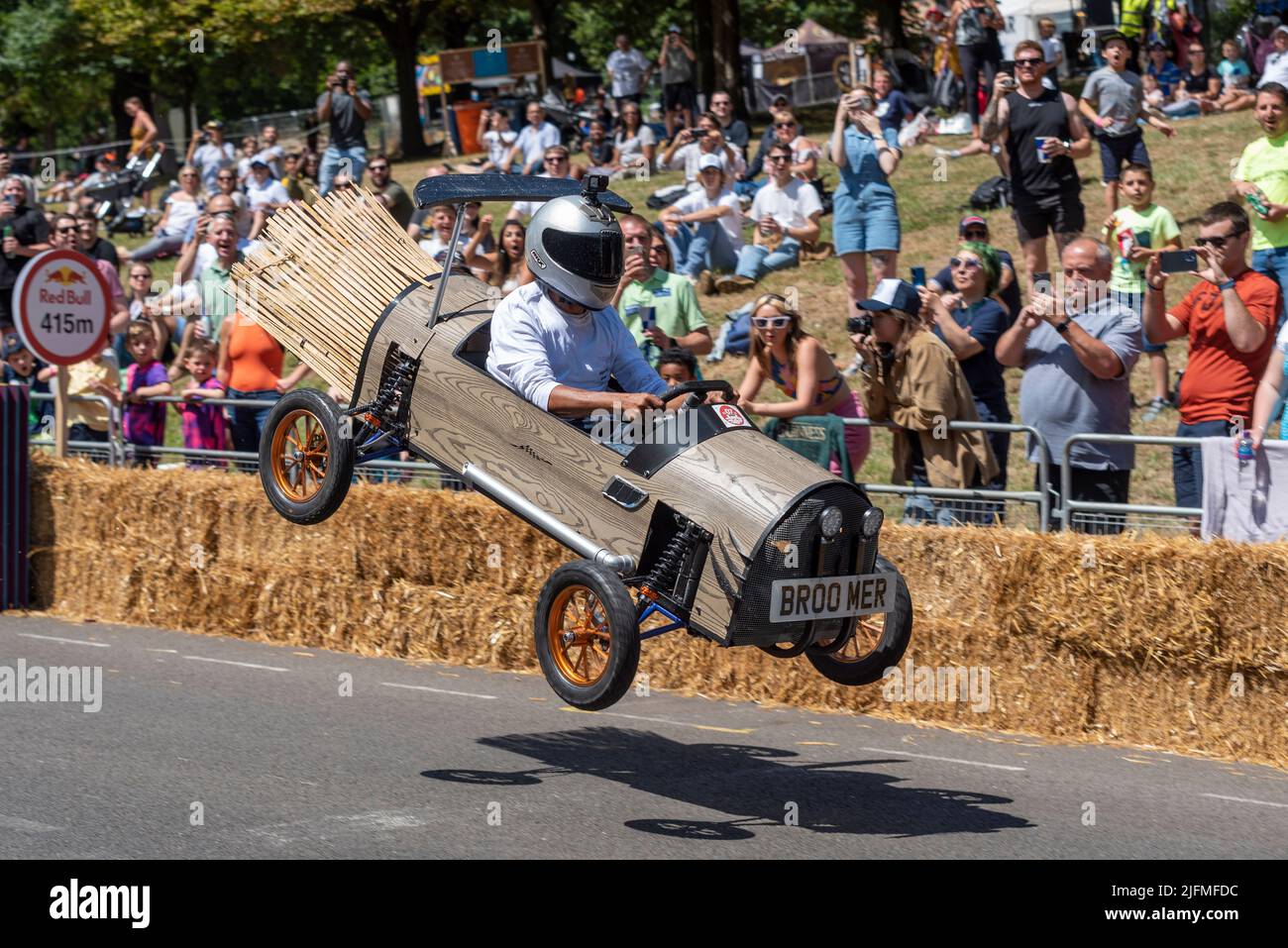 Team Clean Up Crew kart taking the final jump at the Red Bull Soapbox ...