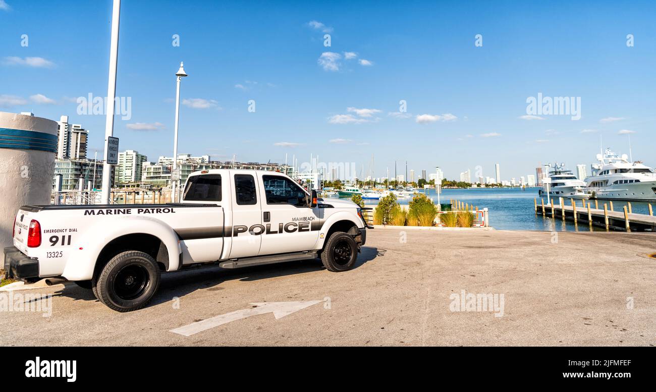 Miami Beach, Florida USA - April 15, 2021: ford f350 miami beach police ...