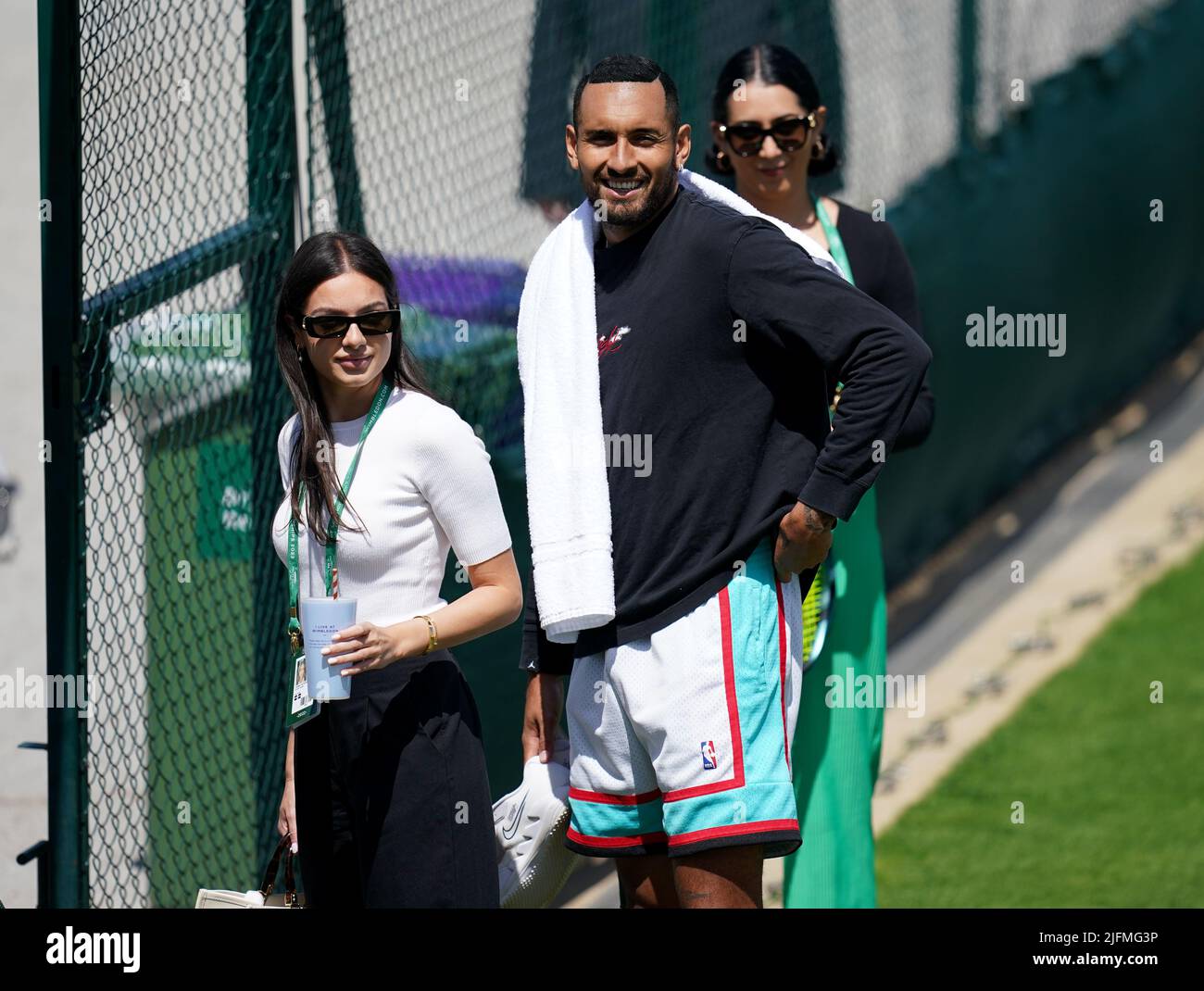 Nick Kyrgios with girlfriend Costeen Hatzi during his practice session ...