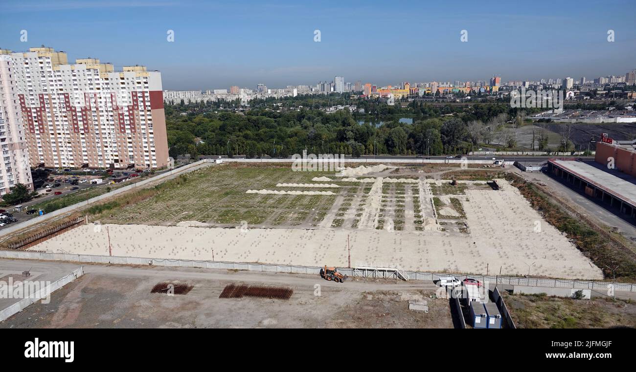 Kyiv, Ukraine July 28, 2020 Construction site of the zero cycle of a ...