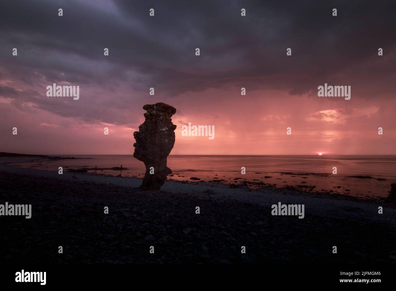 Sea Stack at Sunset on Gotland Stock Photo - Alamy