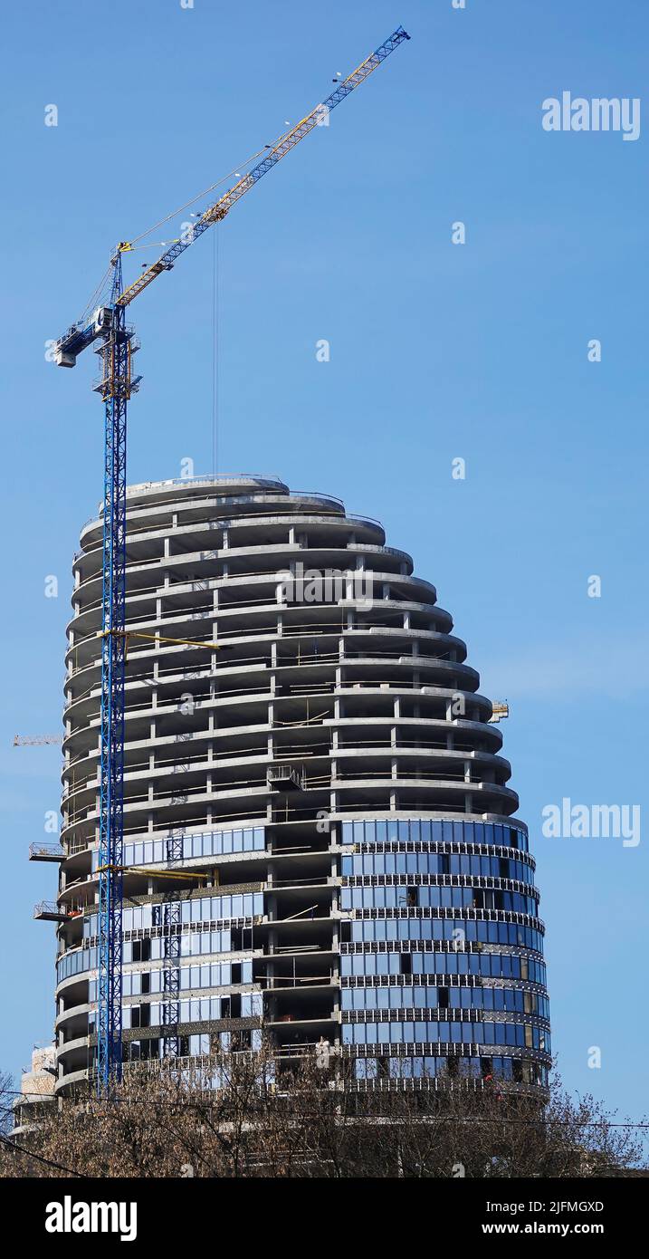 Kiev Ukraine April 13, 2021: Construction of a high-rise building ...