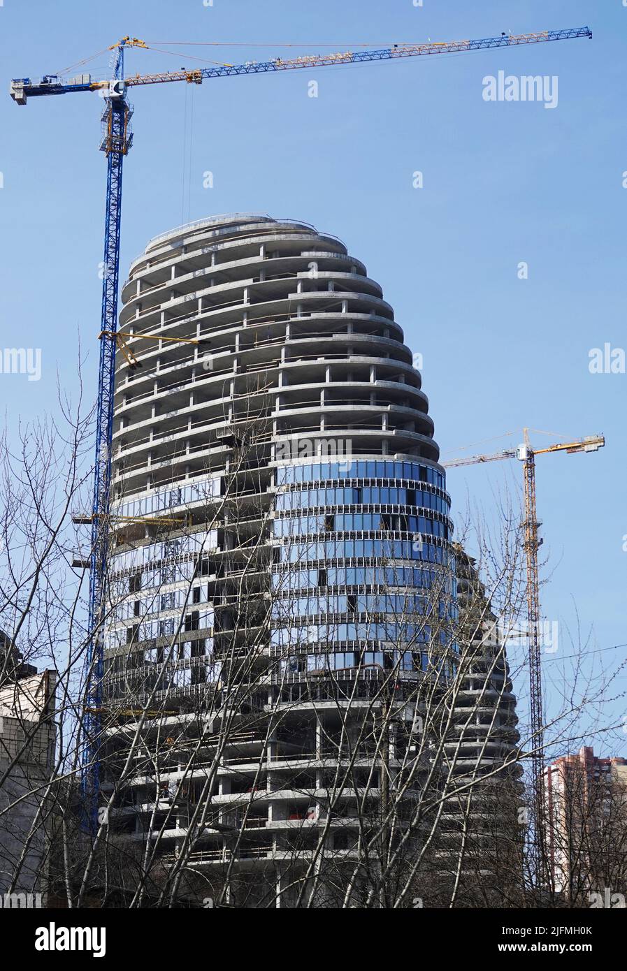Kiev Ukraine April 13, 2021: Construction of a high-rise building ...