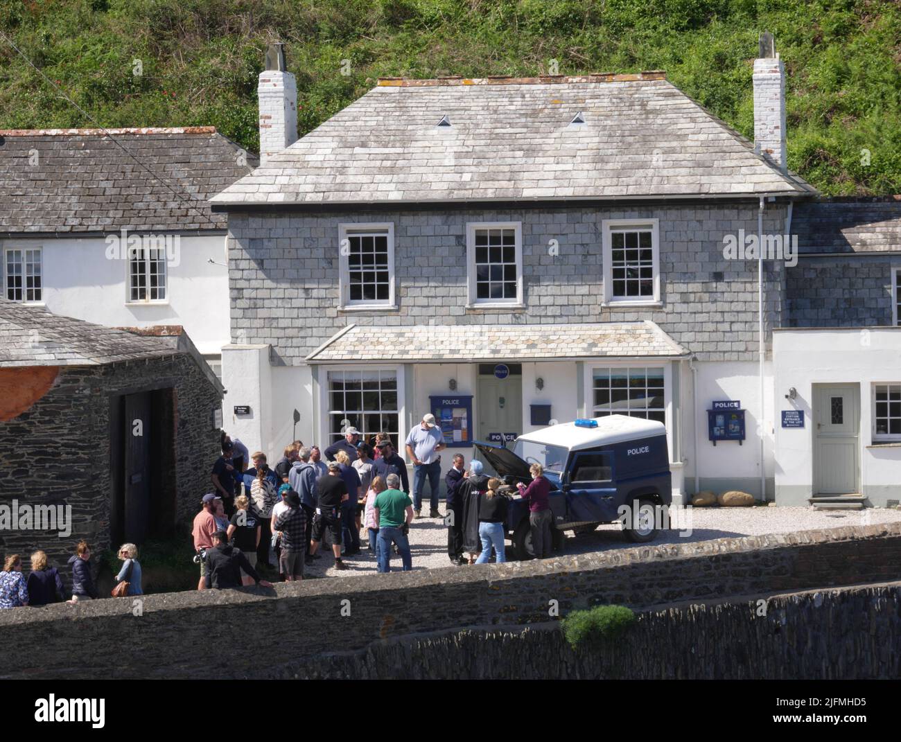 Filming a scene from the final series of Doc Martin at Port Gaverne ...
