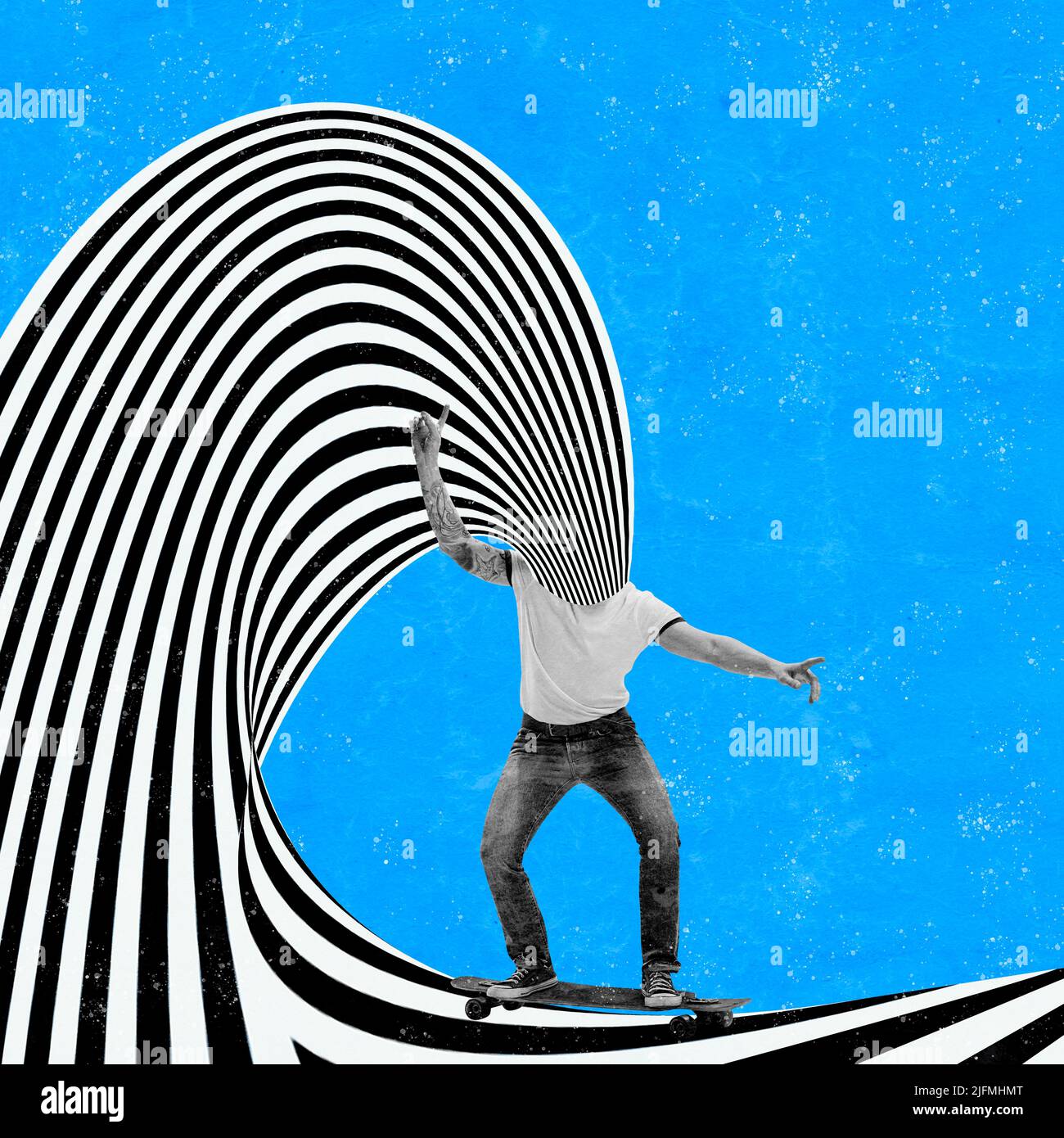 Contemporary art collage. New idea or creative inspiration. Man with ...