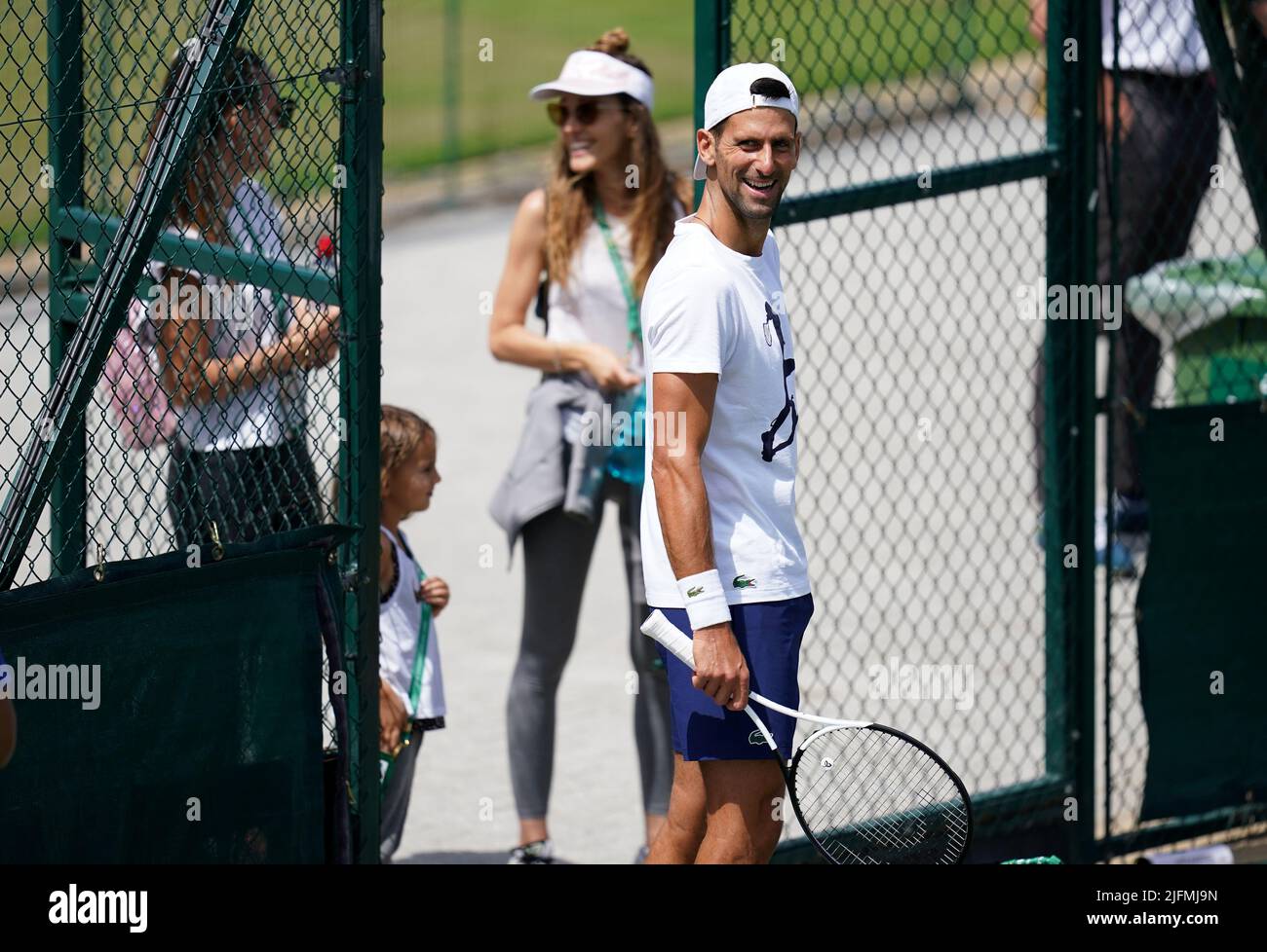 Novak Djokovic with wife Jelena Dokovic during his practice session on ... Novak Djokovic with wife Jelena Dokovic during his practice session on ...