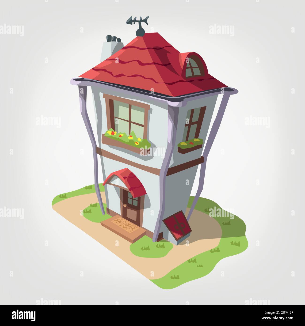 Cottage with red roof Stock Vector Images - Alamy