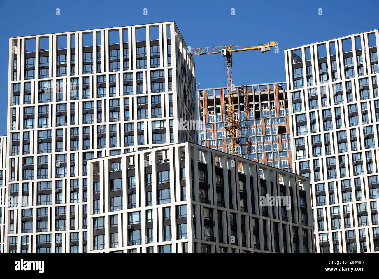 Kiev, Ukraine March 18, 2020: the construction of a high-rise building ...