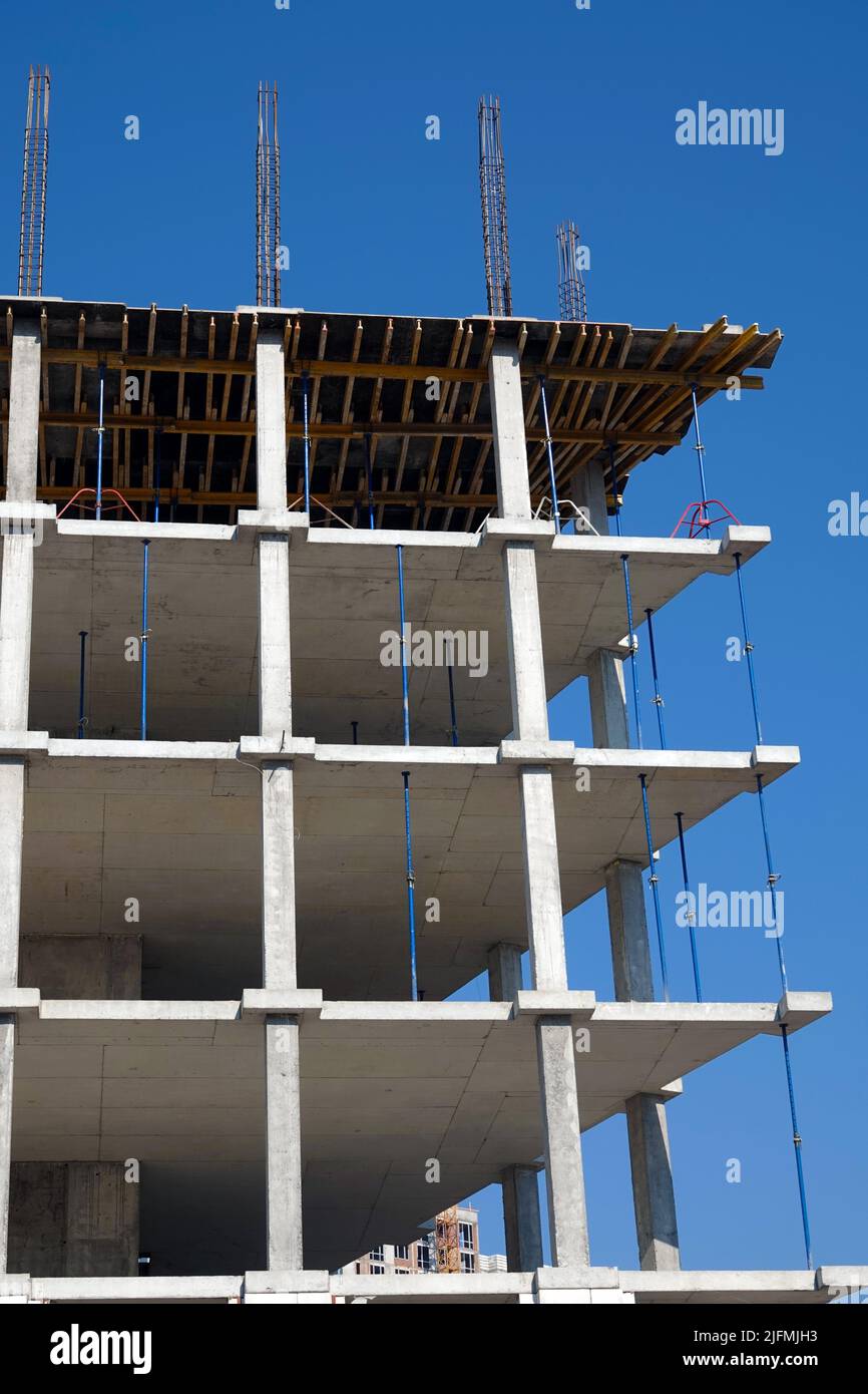 Kiev, Ukraine March 18, 2020: the construction of a high-rise building ...