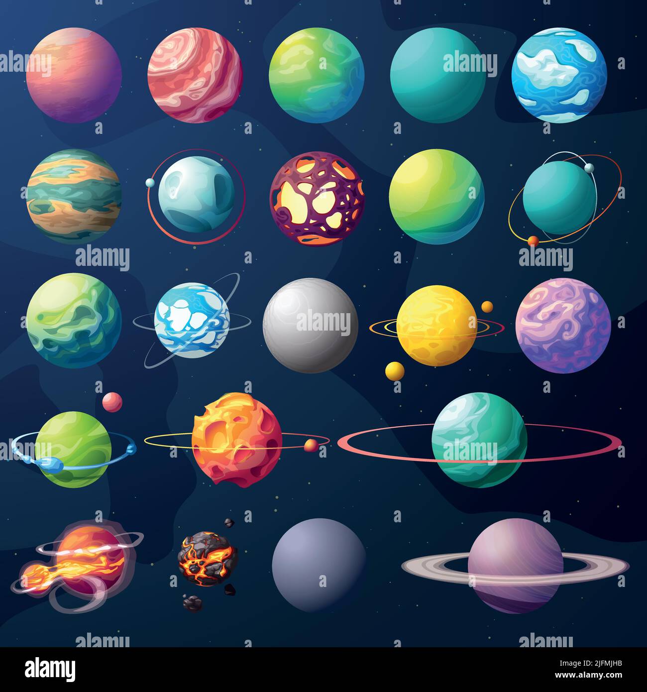 big bright colorful alien world planets set Stock Vector Image & Art ...