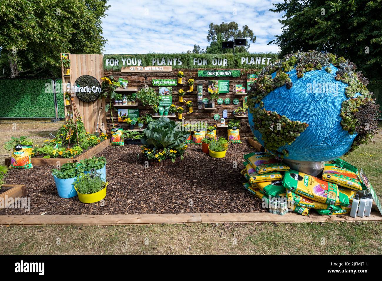 London, UK. 4 July 2022. The Miracle-Gro stand in the RHS Allotment ...