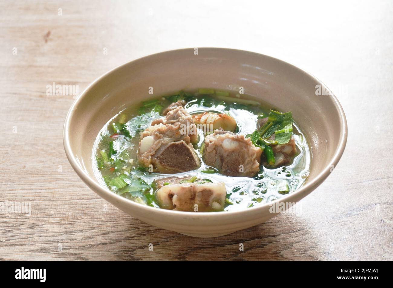 hot and spicy pork bone with tamarind and Thai herbs soup on bowl Stock ...
