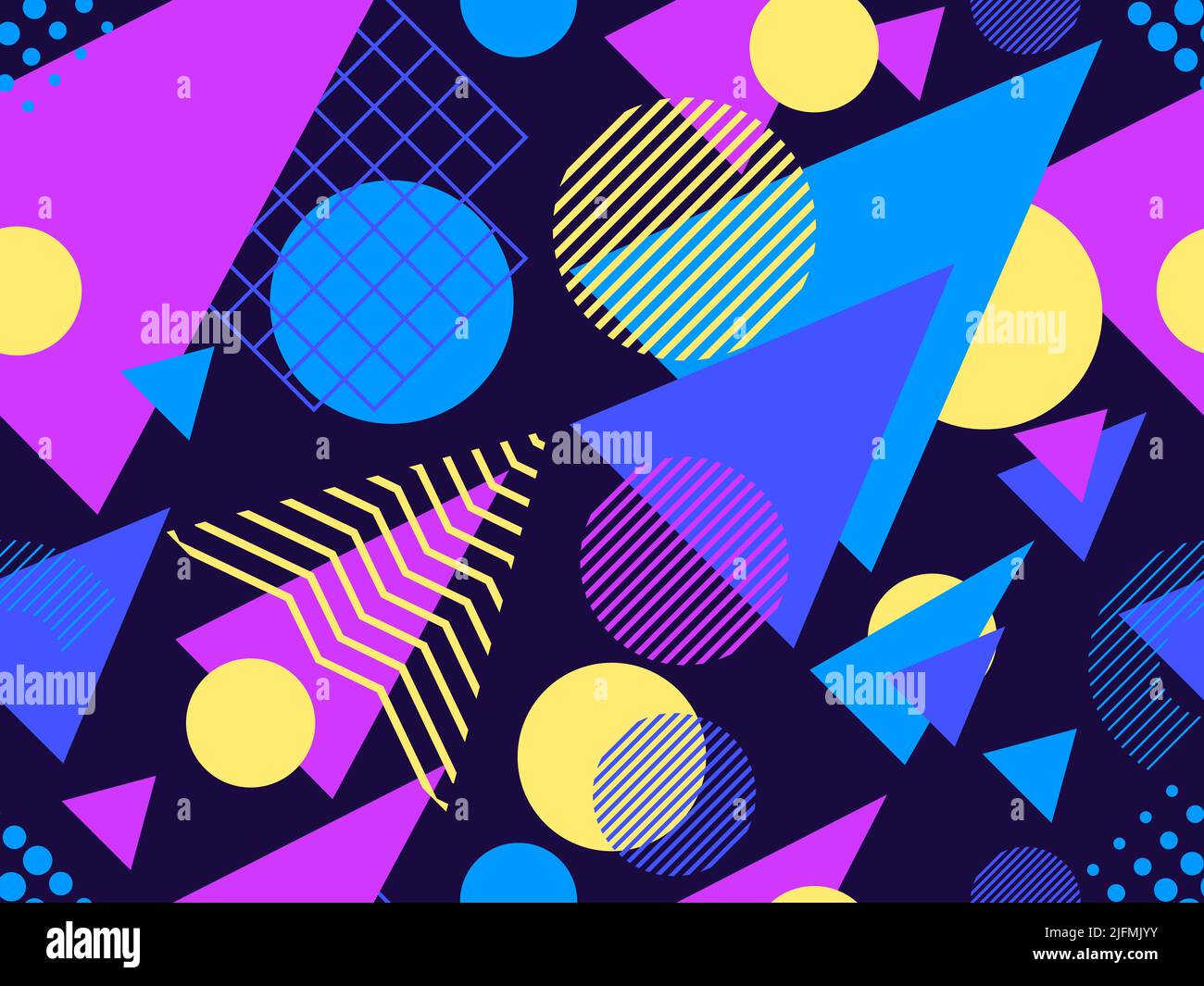 Geometric seamless pattern in 80s style. Background with colorful ...