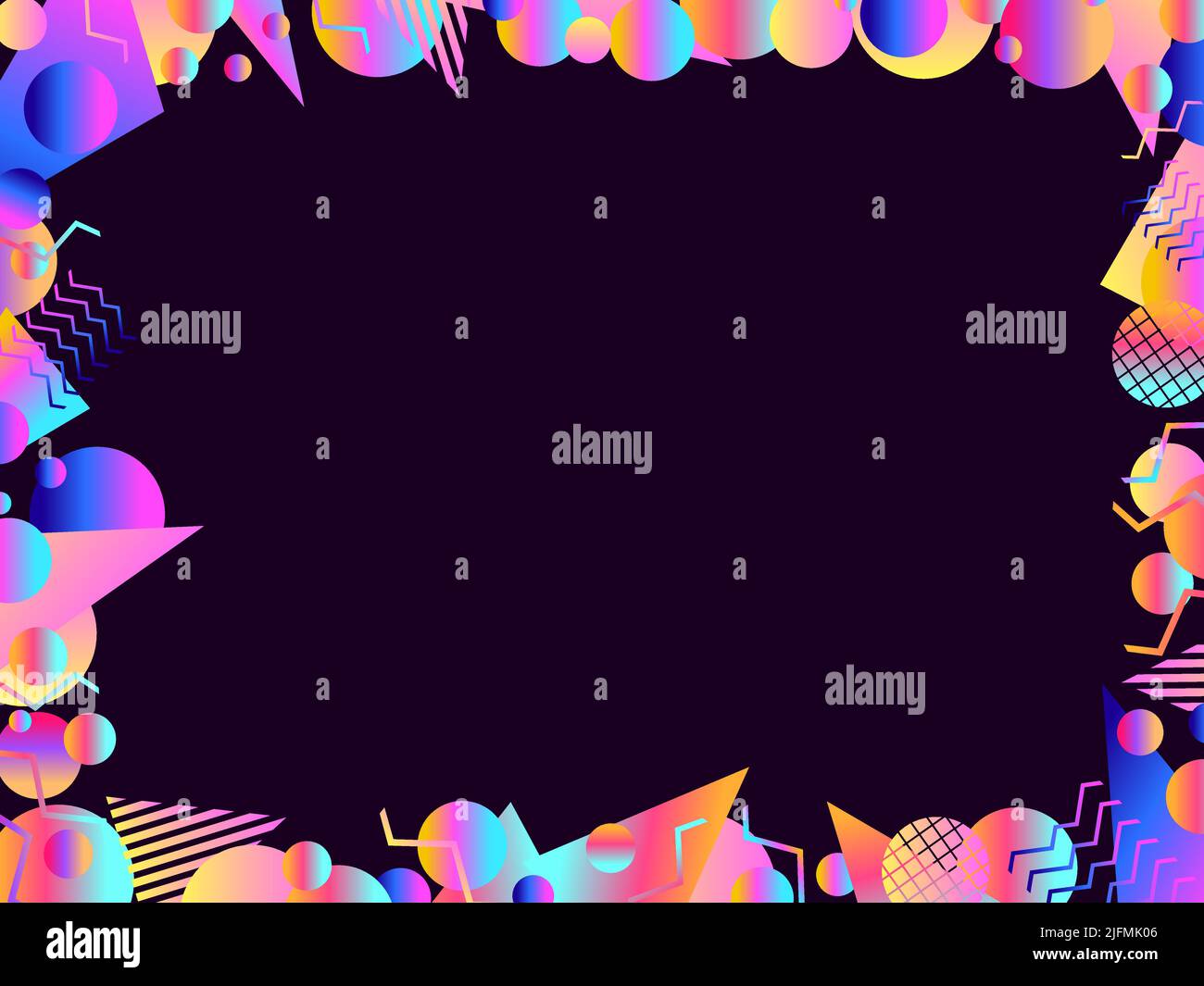 Memphis geometric frame. Border design with geometric shapes in 80s ...