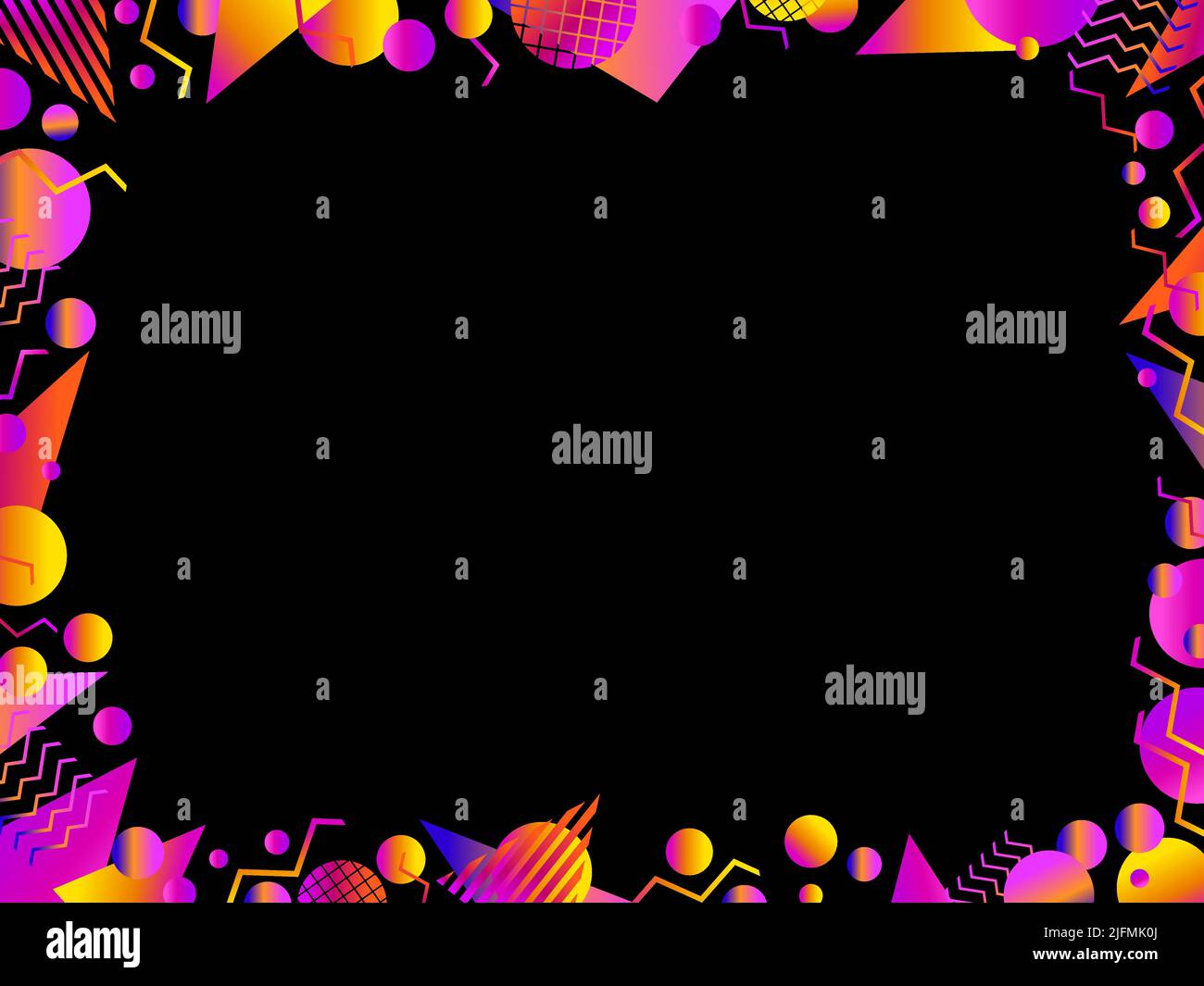 Memphis geometric frame. Border design with geometric shapes in 80s ...