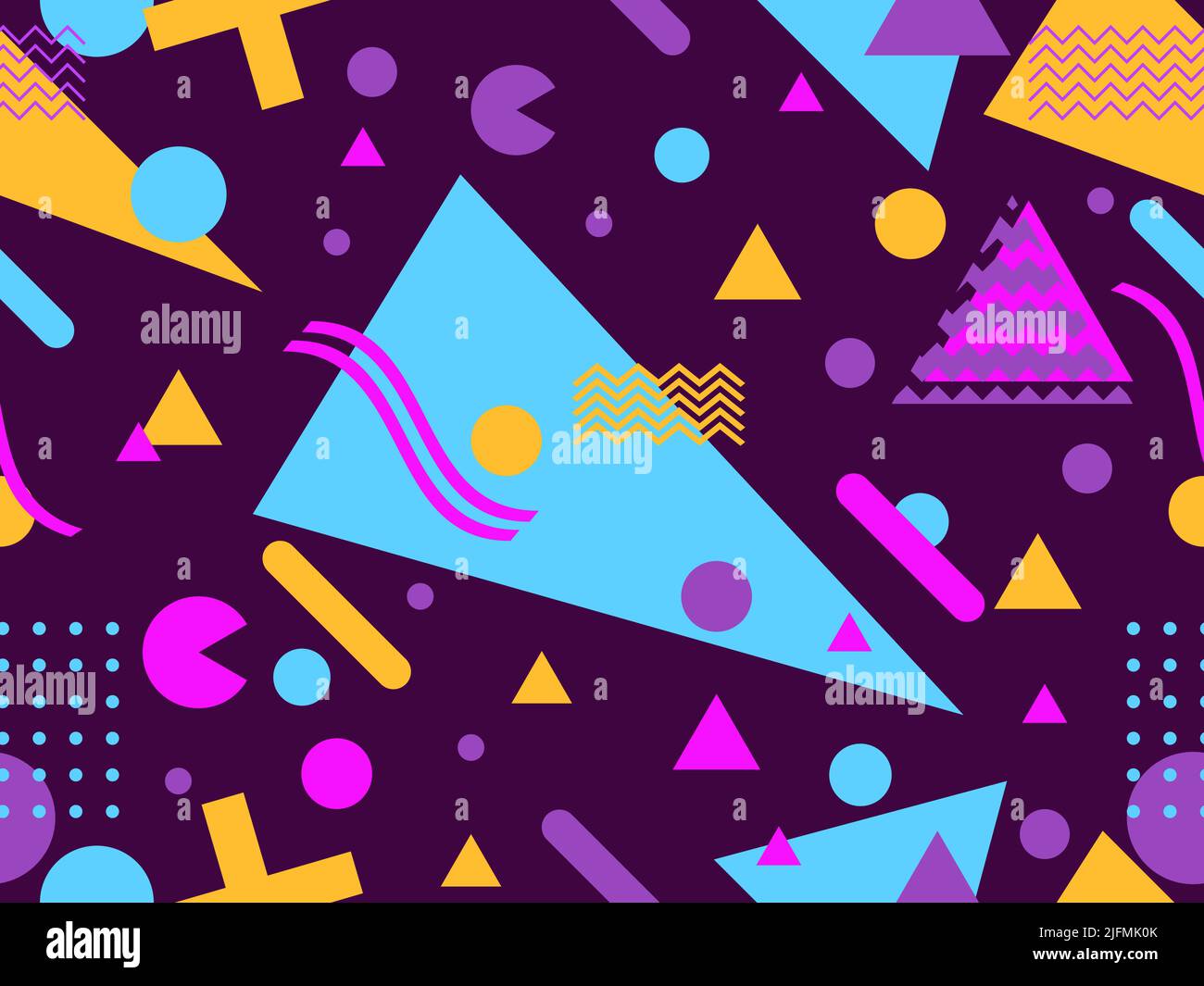 Geometric seamless pattern in 80s style. Background with colorful ...