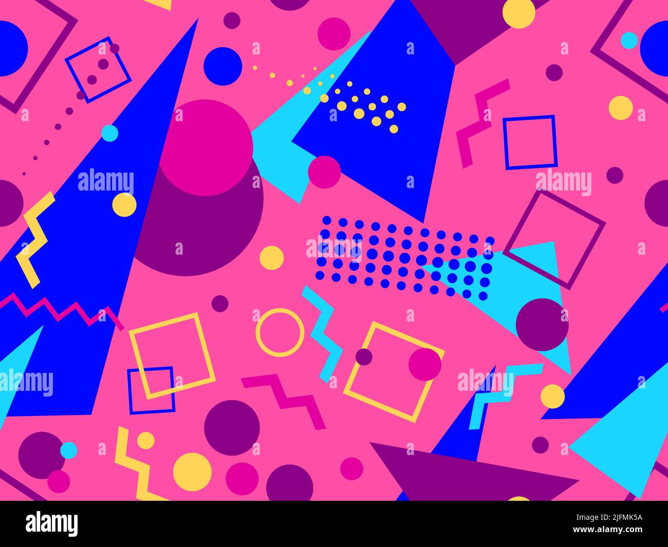 Memphis seamless pattern with geometric shapes in 80s style. Colorful ...