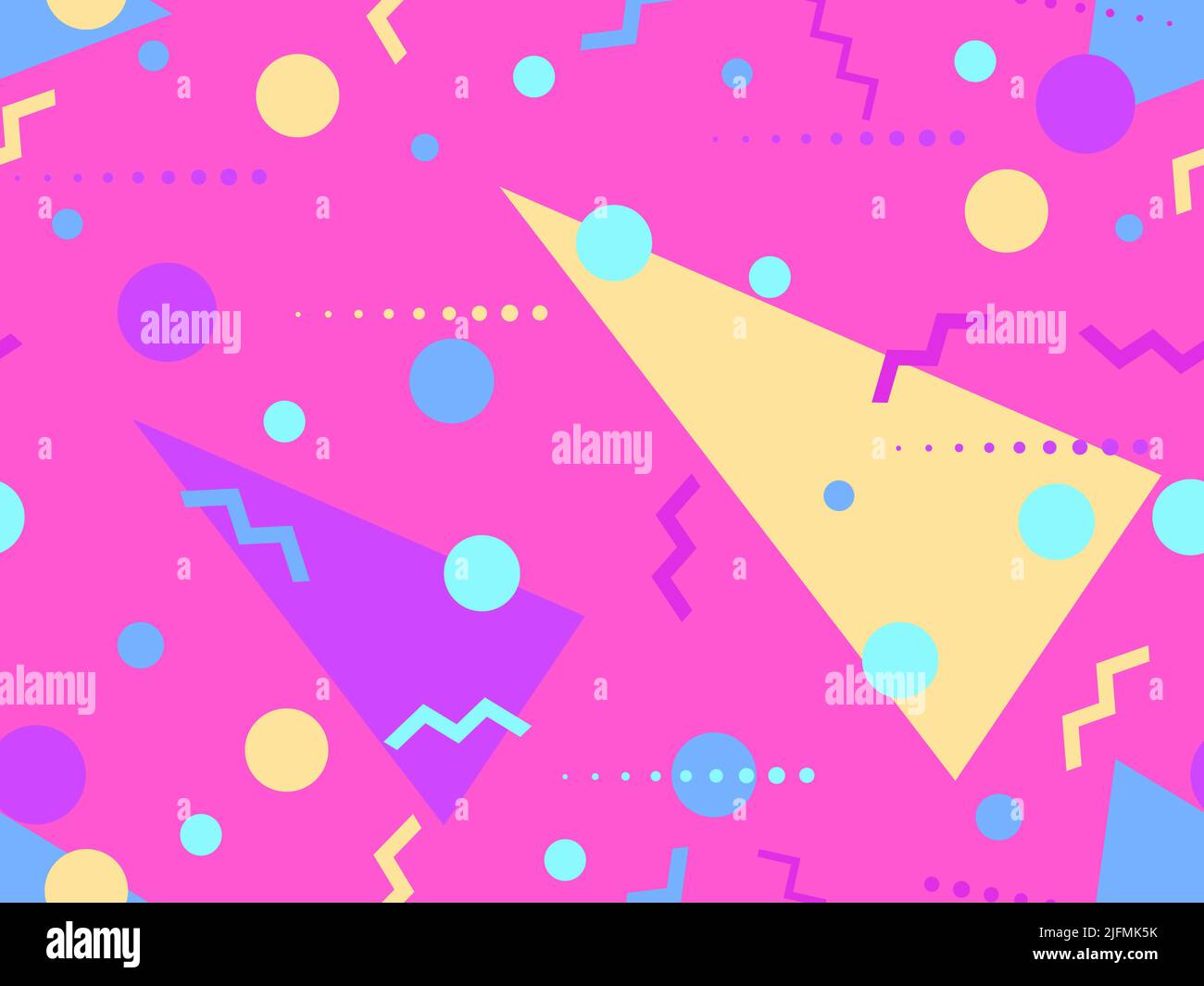 80s seamless pattern with geometric shapes in memphis style. Circles ...