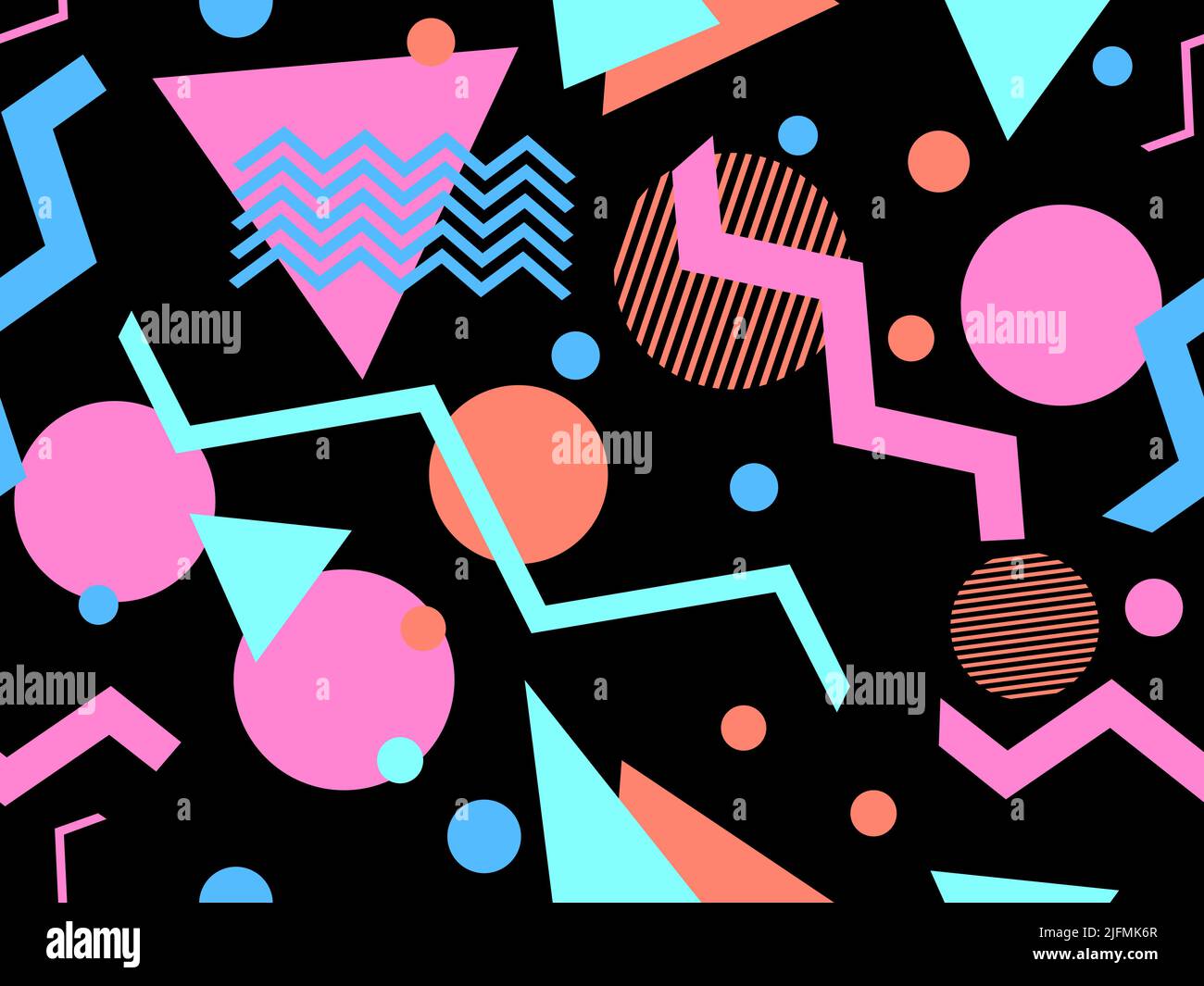 Geometric seamless pattern in 80s style. Background with colorful ...