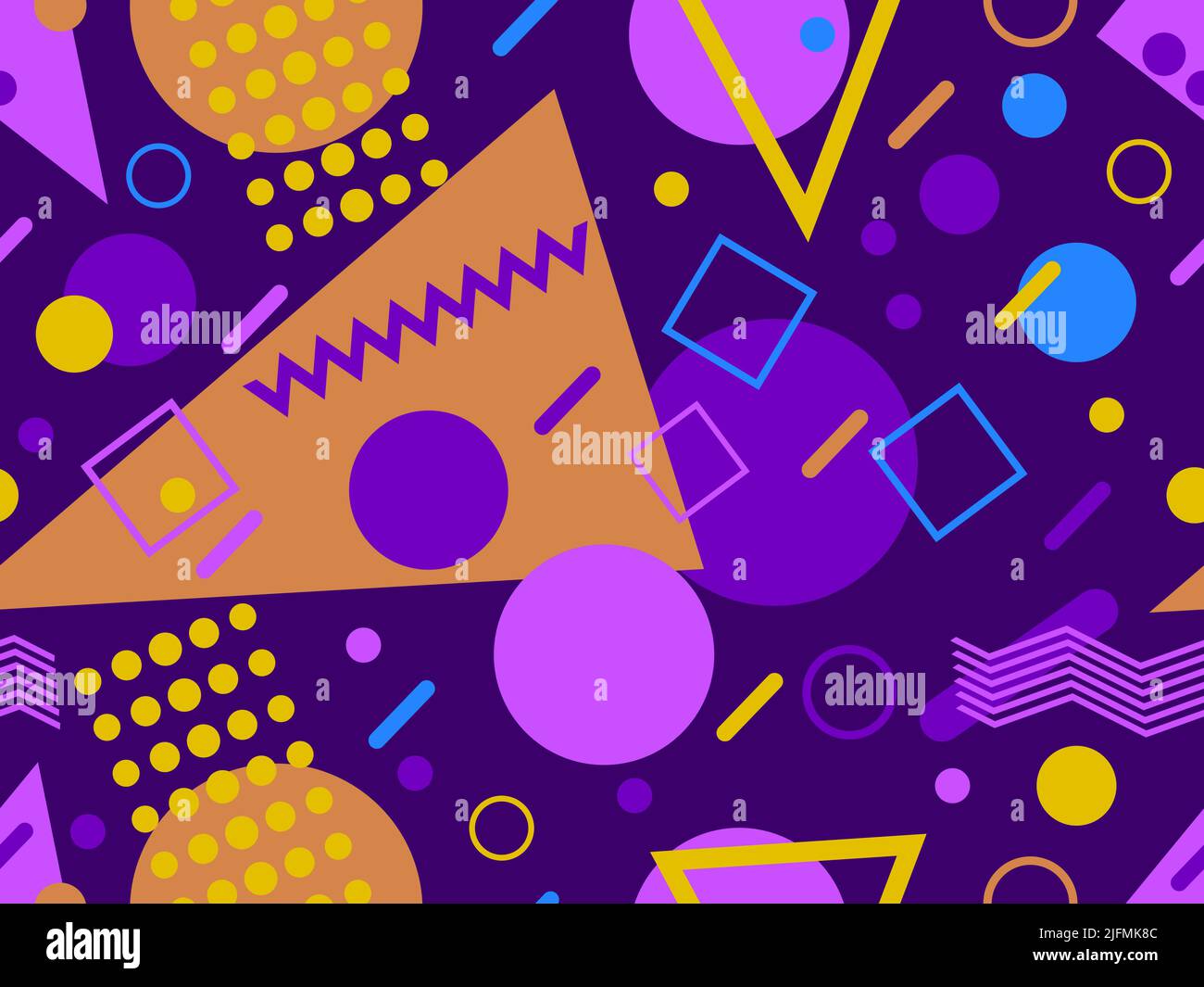 Memphis seamless pattern with geometric shapes in 80s style. Colorful ...