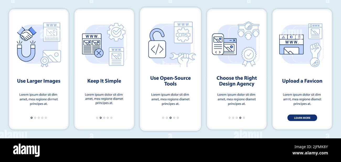 Building Professional Website Light Blue Onboarding Mobile App Screen
