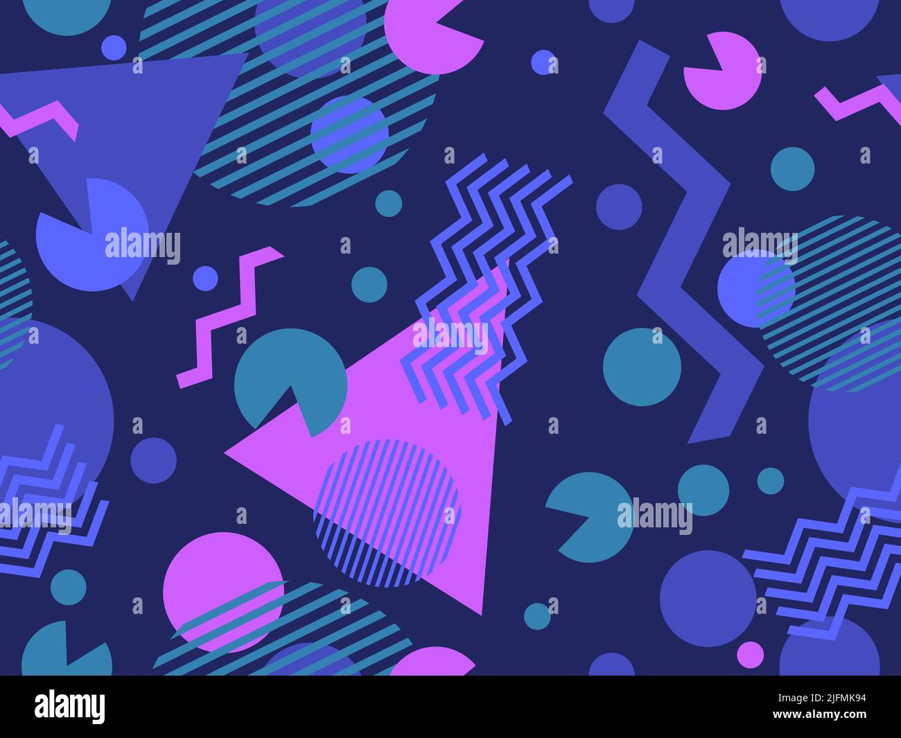 Memphis seamless pattern with geometric shapes in 80s style. Colorful ...