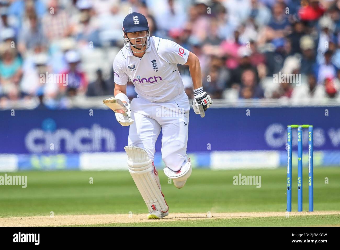 Alex Lees of England runs for a single Stock Photo - Alamy