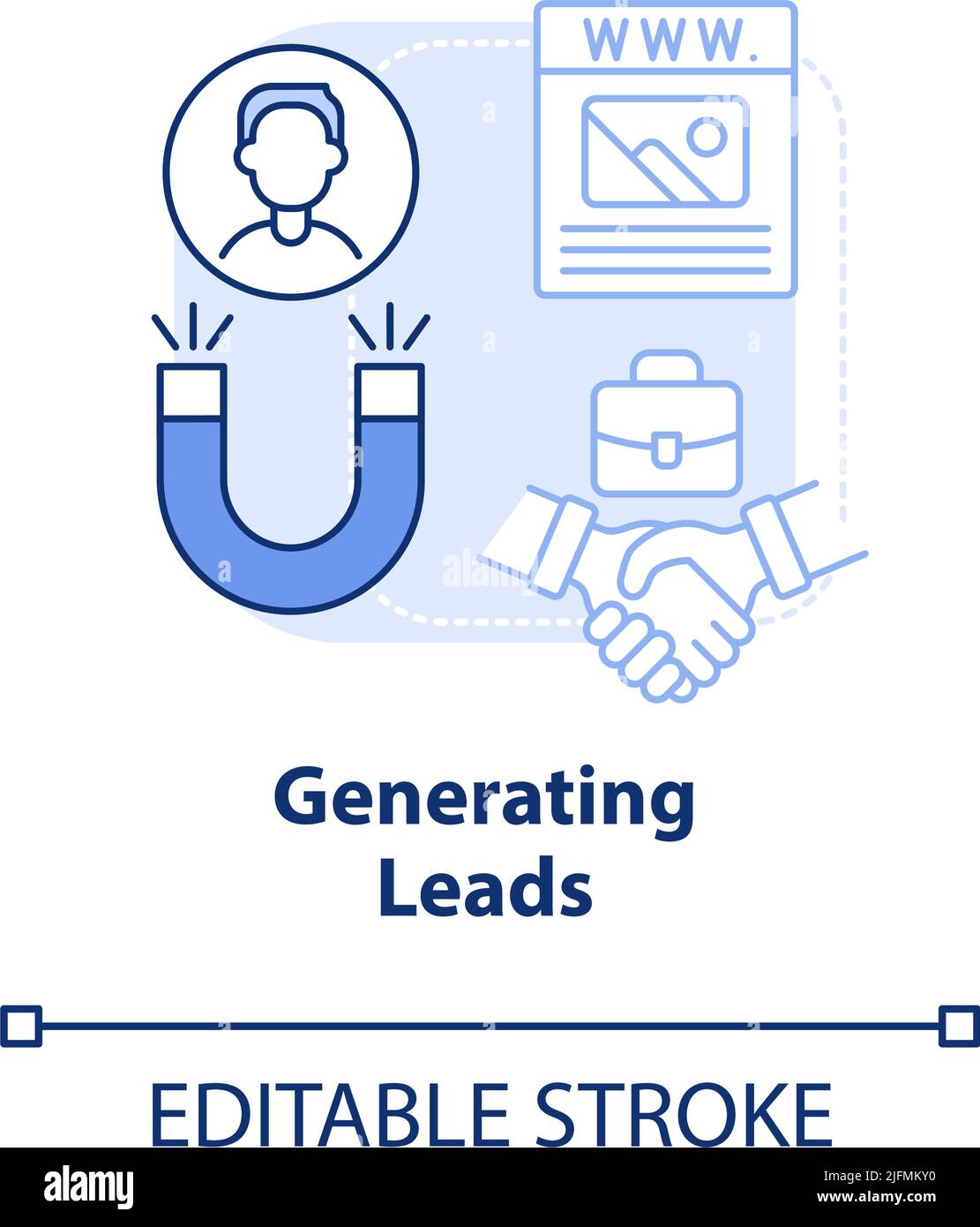 Generating leads light blue concept icon Stock Vector Image & Art - Alamy