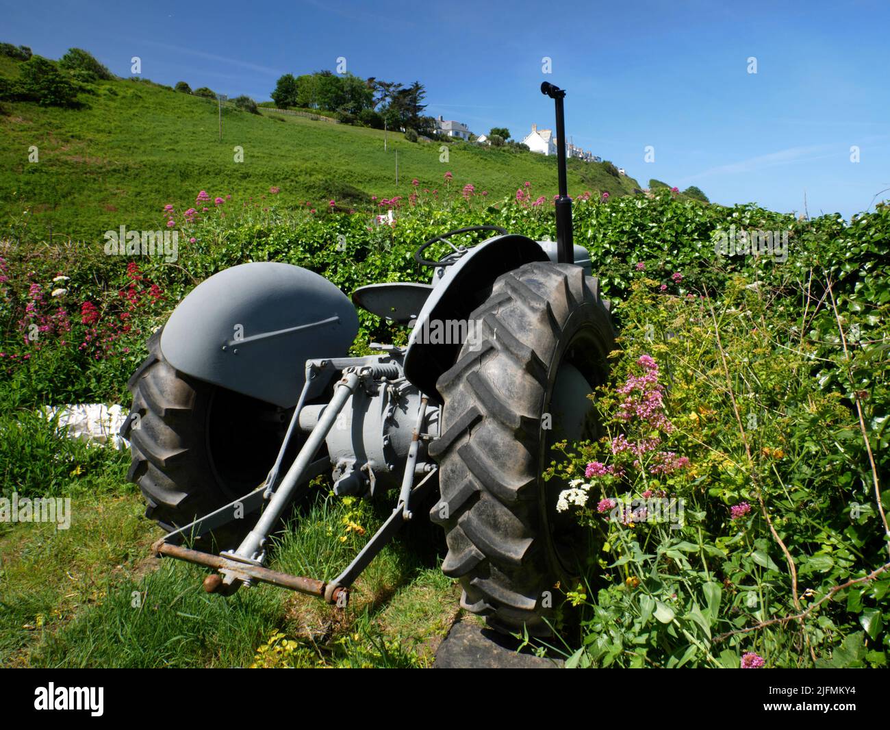 A little grey Fergie Ferguson TE20 tractor at Port Gaverne, Cornwall ...
