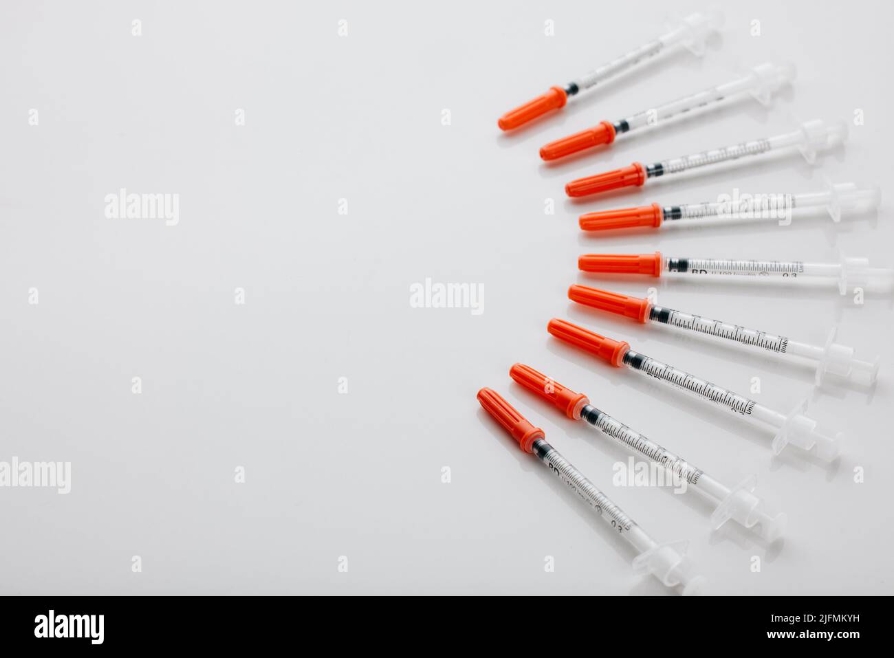 Keep yourself protected against diseases. High angle shot of needles in ...