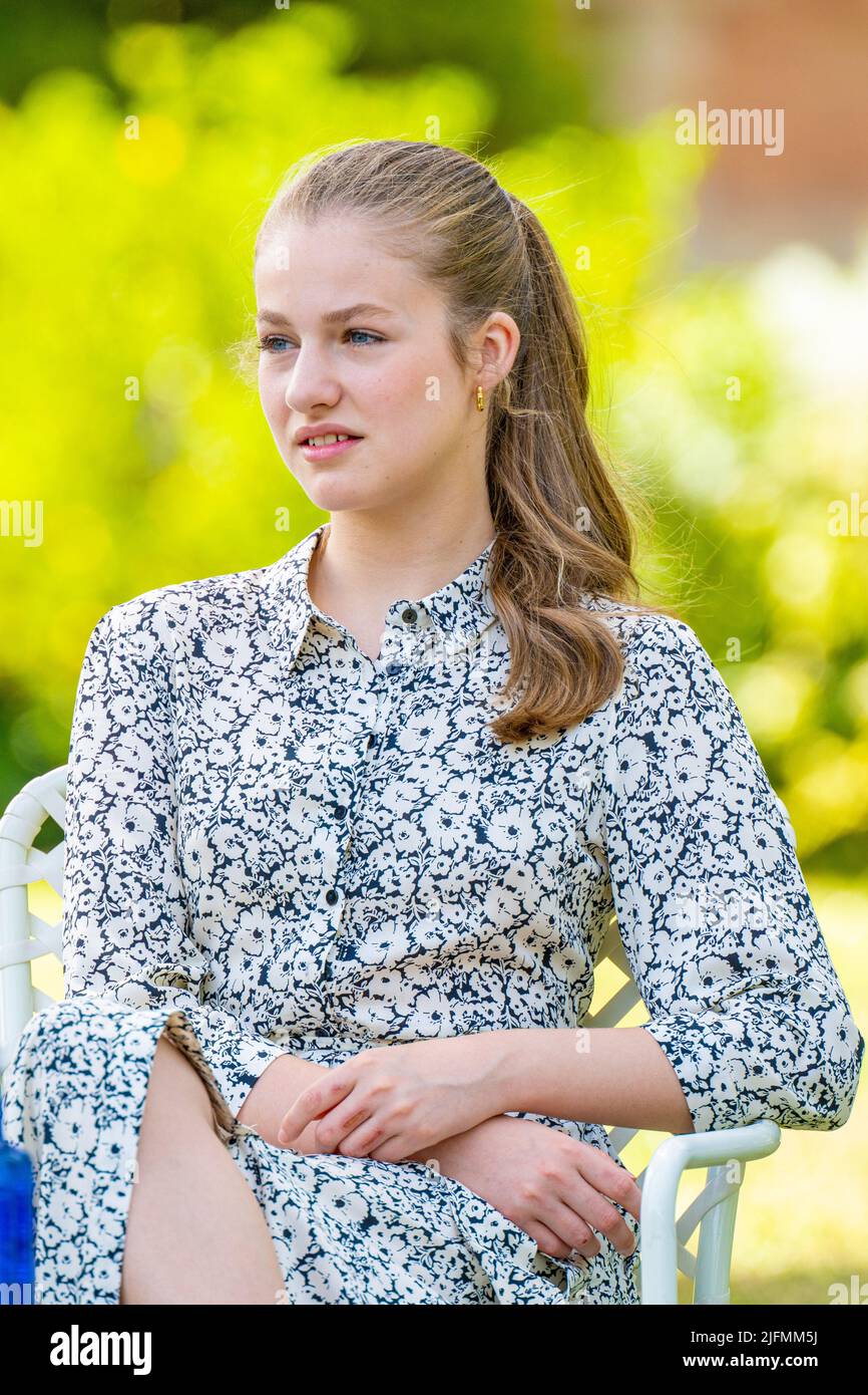 Crown Princess Leonor of Spain during a visit to Palauet Albeniz in ...