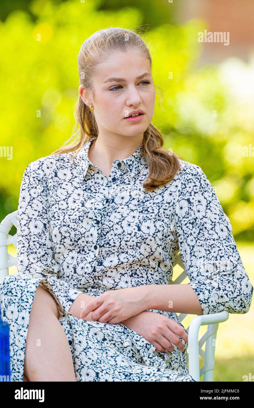 Crown Princess Leonor of Spain during a visit to Palauet Albeniz in ...