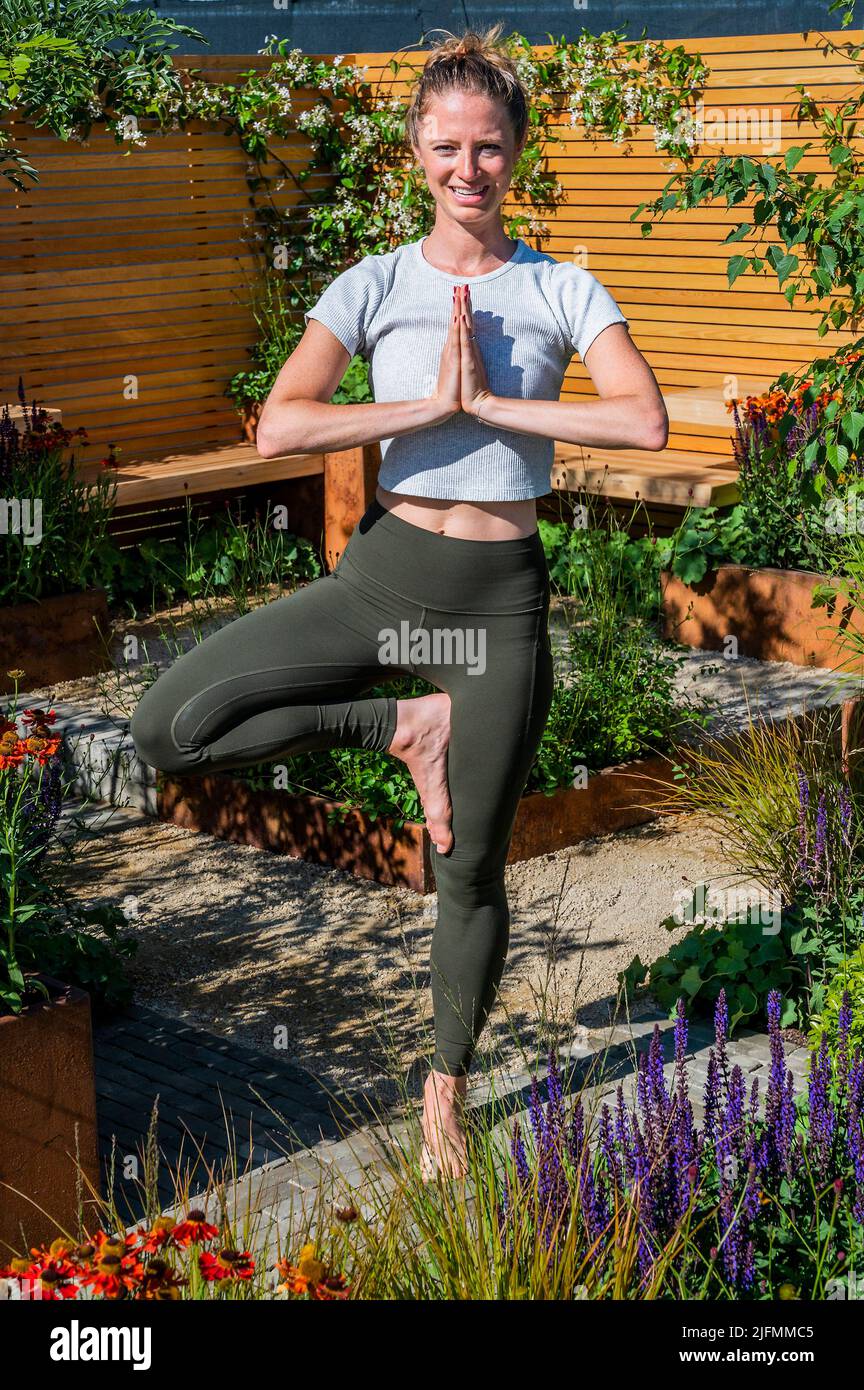 London, UK. 4th July, 2022. Pilates instructor Hannah Stevenson ...